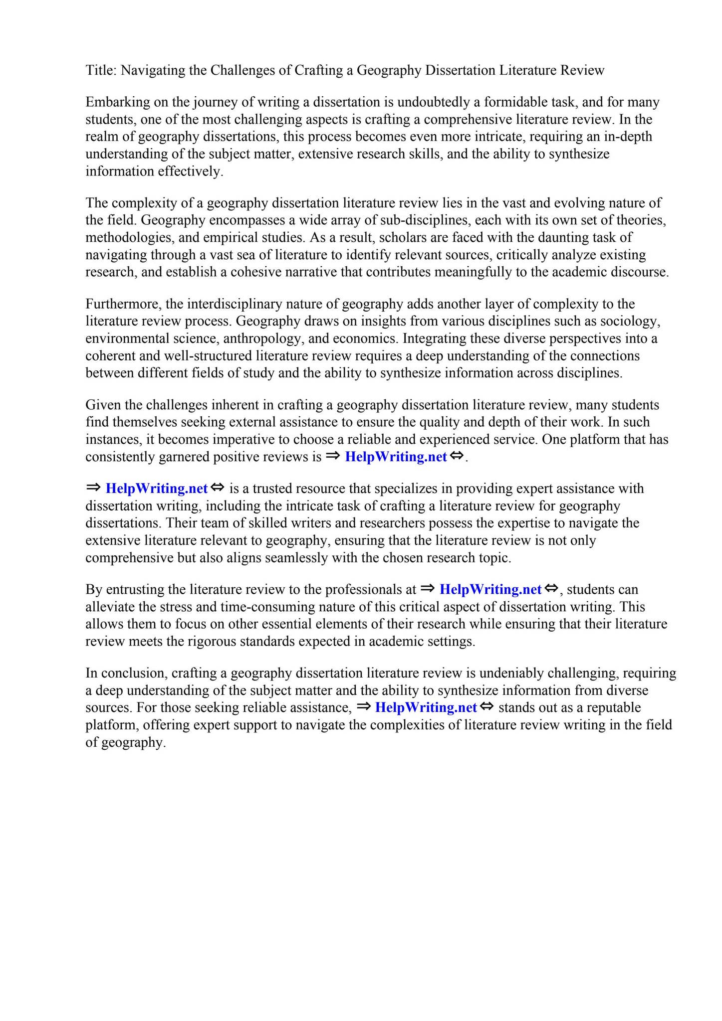 Geography Dissertation Literature Review by Tia Armstrong - Issuu