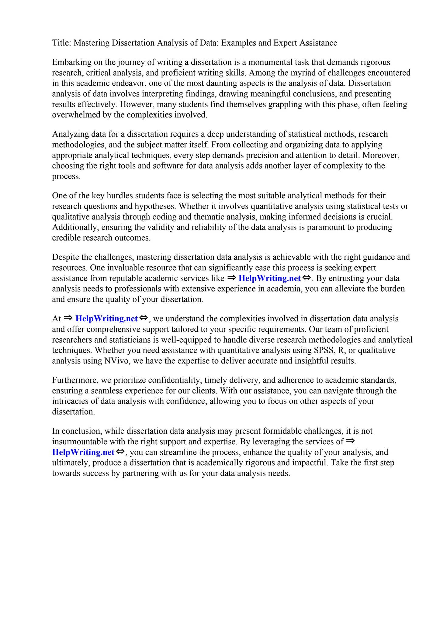 Dissertation Analysis Of Data Examples by Janice Smith - Issuu