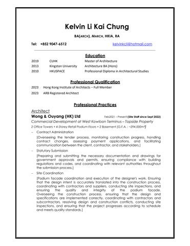 2024_Kelvin Li Kai Chung - Resume_Architect by Kelvin LI - Issuu