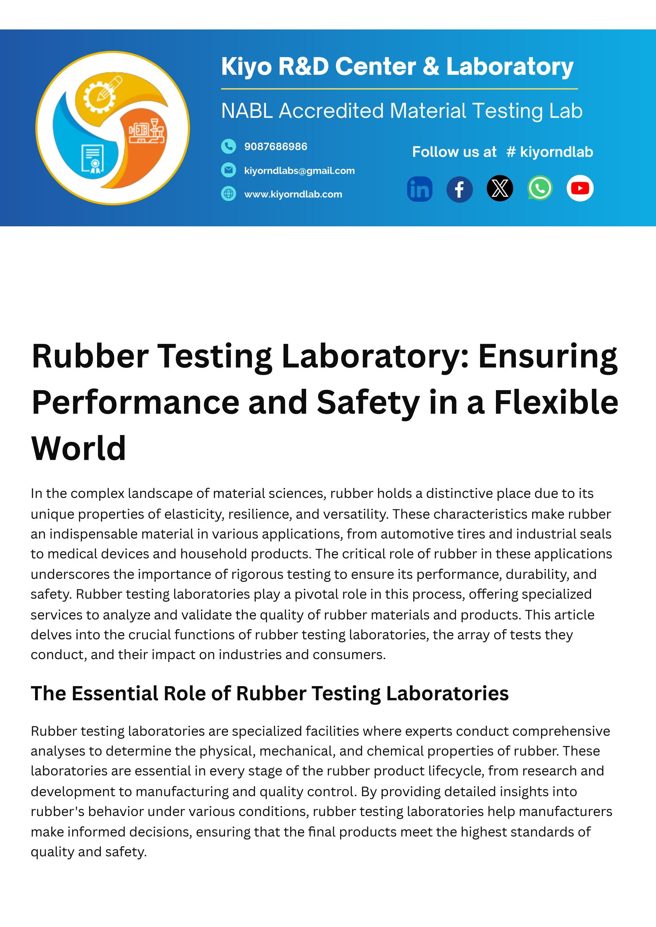 Rubber Testing Lab in Chennai by Kiyo R&D Center & Laboratory - Issuu