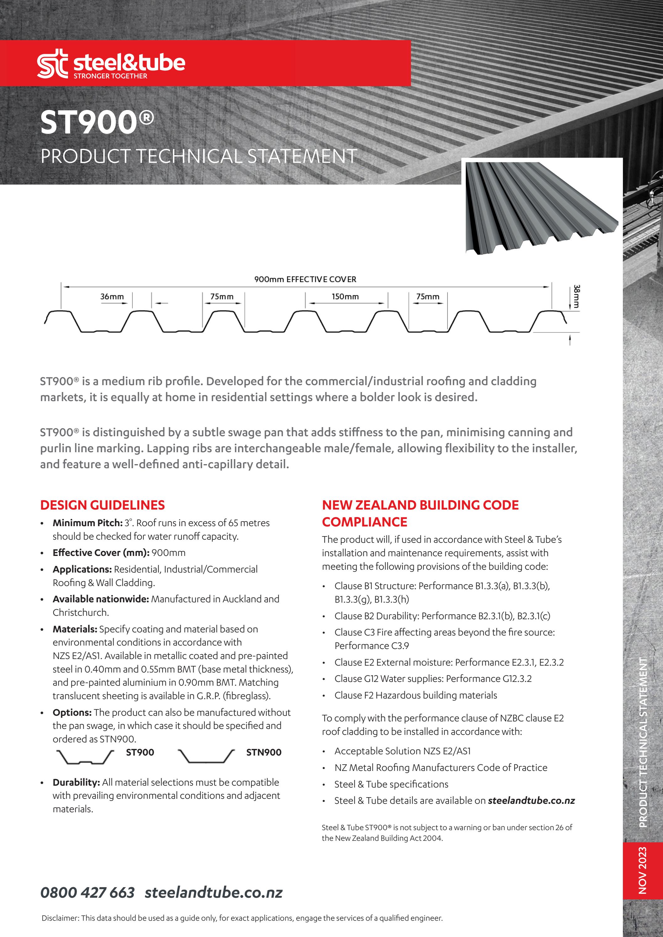 ST900 Product Technical Statement by Steel & Tube - Issuu