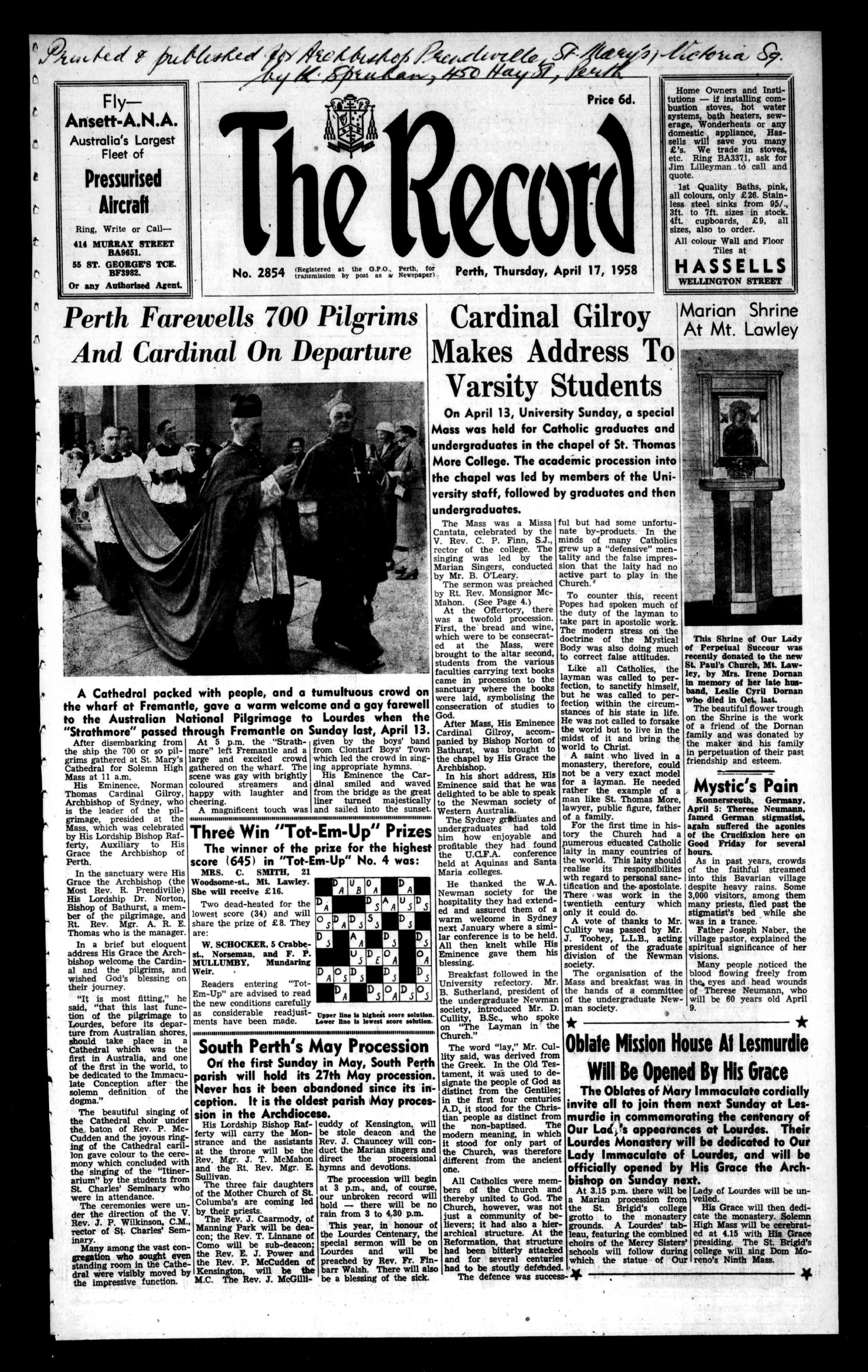 The Record Newspaper 17 April 1958 by The Record - Issuu