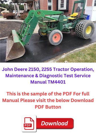 John Deere 2150, 2255 Tractor Operation, Maintenance & Diagnostic Test ...