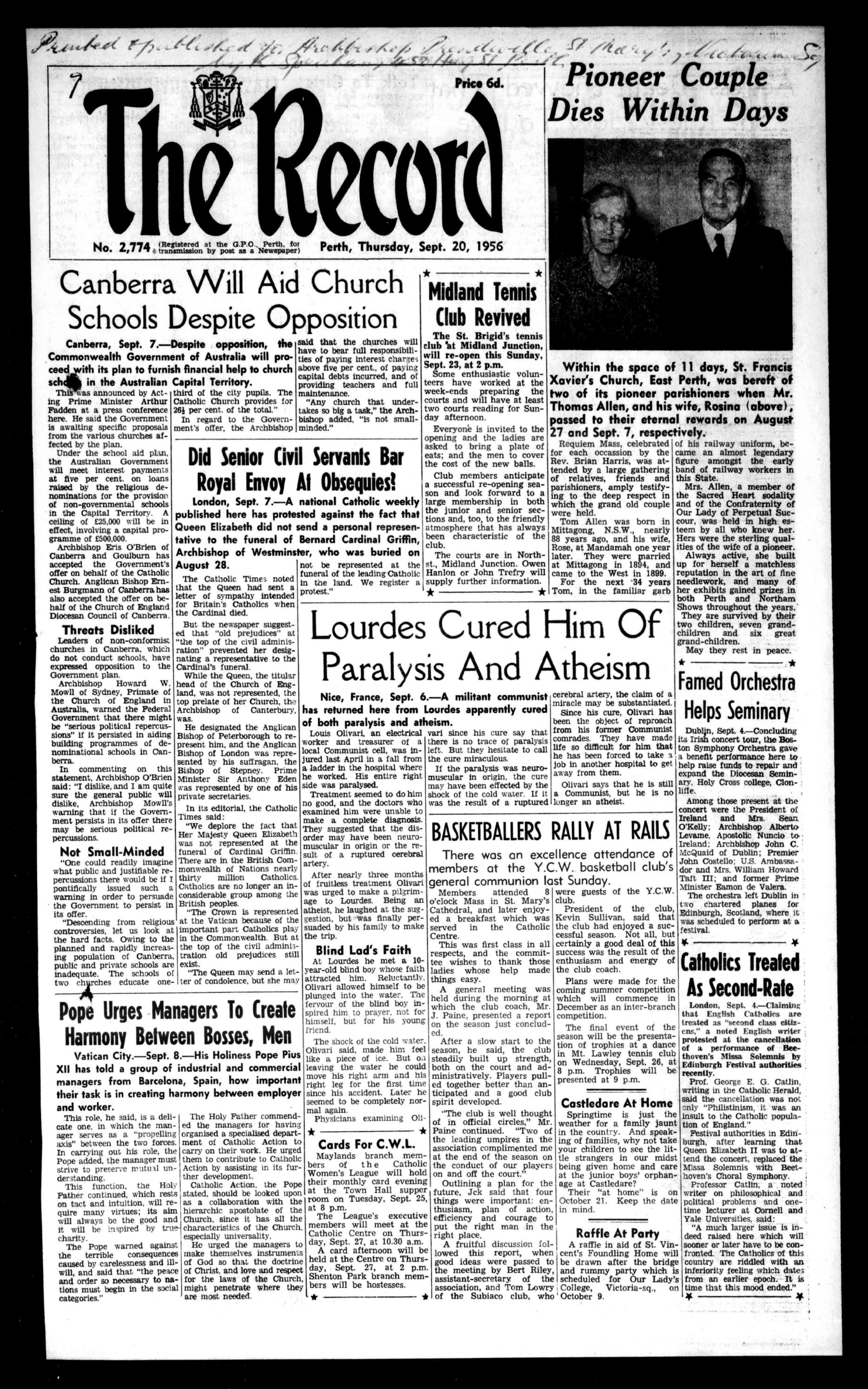 The Record Newspaper 20 September 1956 by The Record - Issuu
