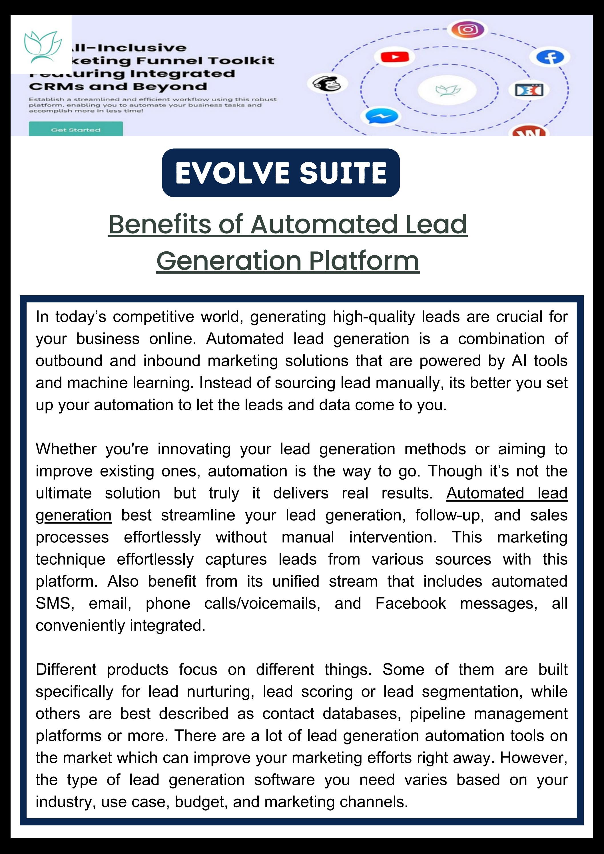 Benefits of Automated Lead Generation Platform by Evolve Suite - Issuu