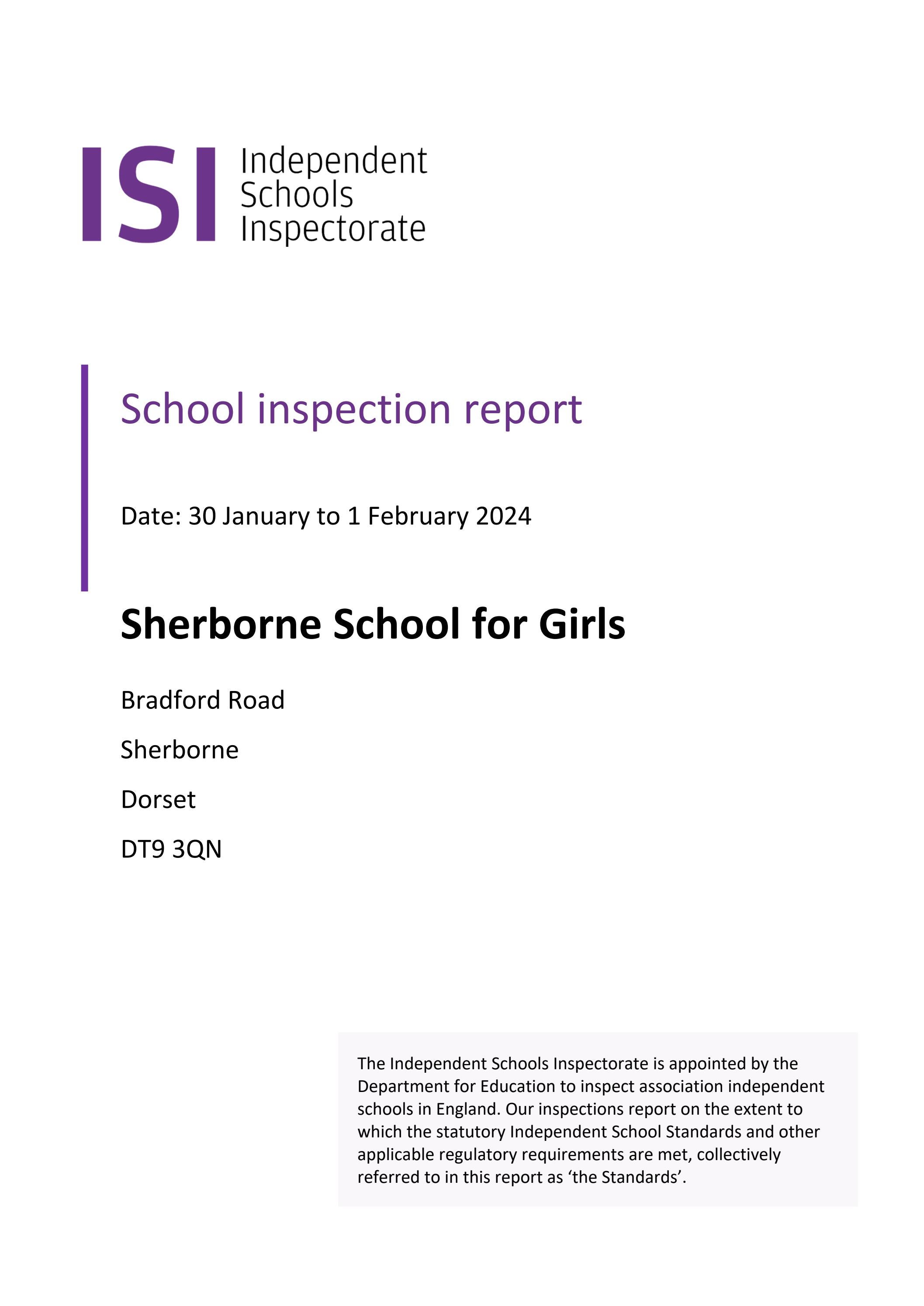 ISI Inspection Report 2024 by Sherborne Girls - Issuu