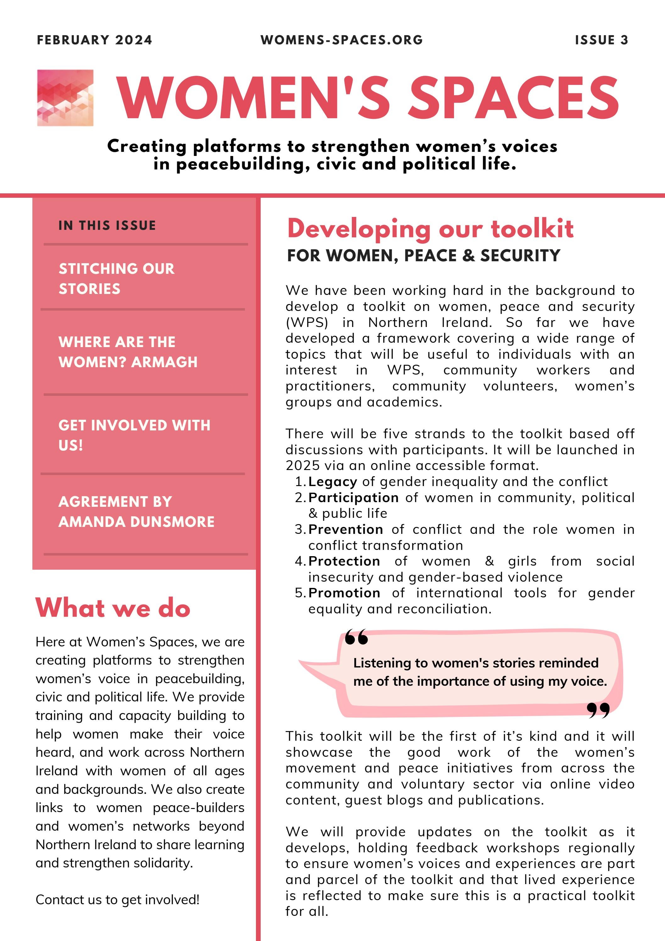 Women's Spaces Issue 3 Feb 2024 by WomensSpacesNI - Issuu