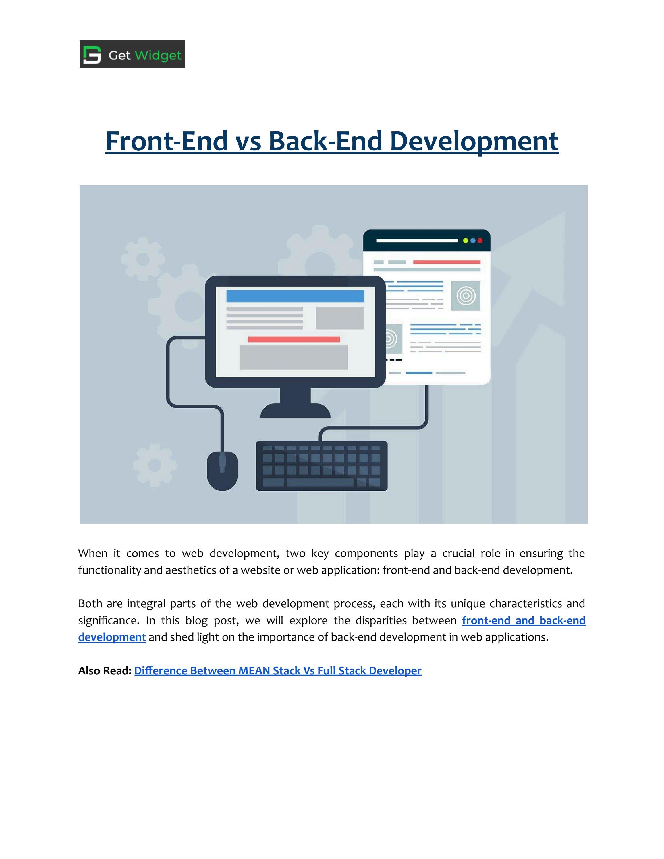 Front-End vs Back-End Development by getwidget - Issuu