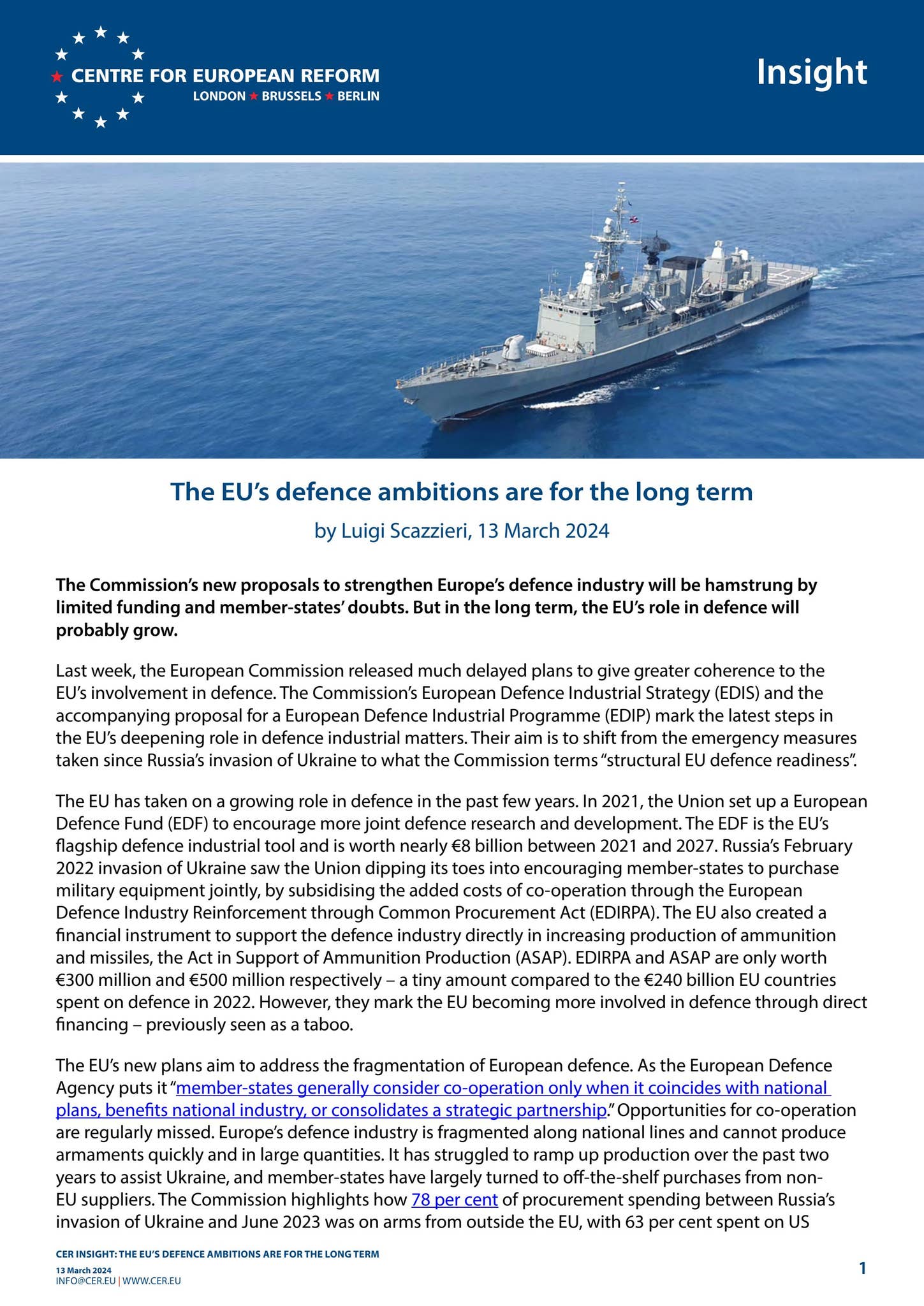 The EU's defence ambitions are for the long term by Centre for European ...