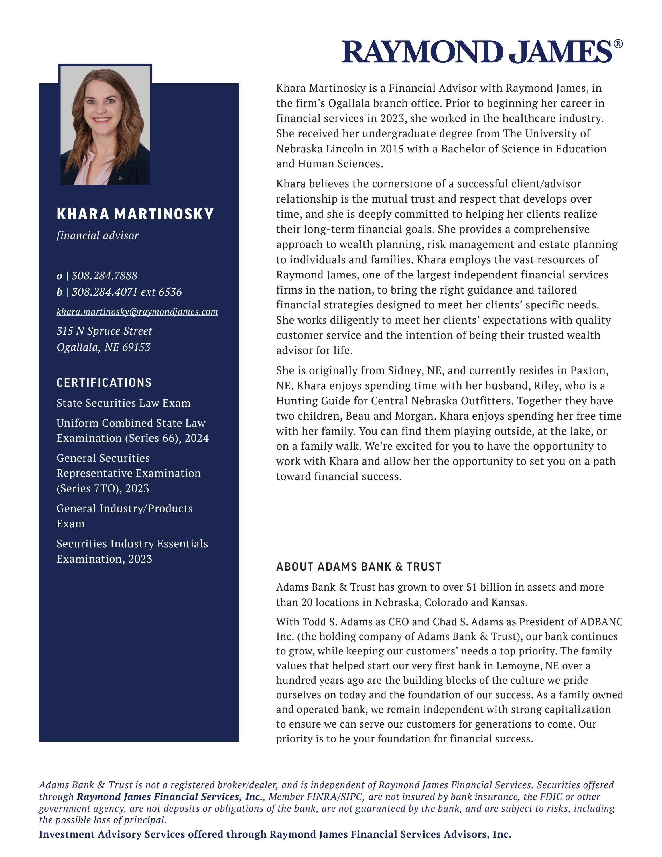Khara Martinosky | Raymond James by Adams Bank & Trust - Issuu