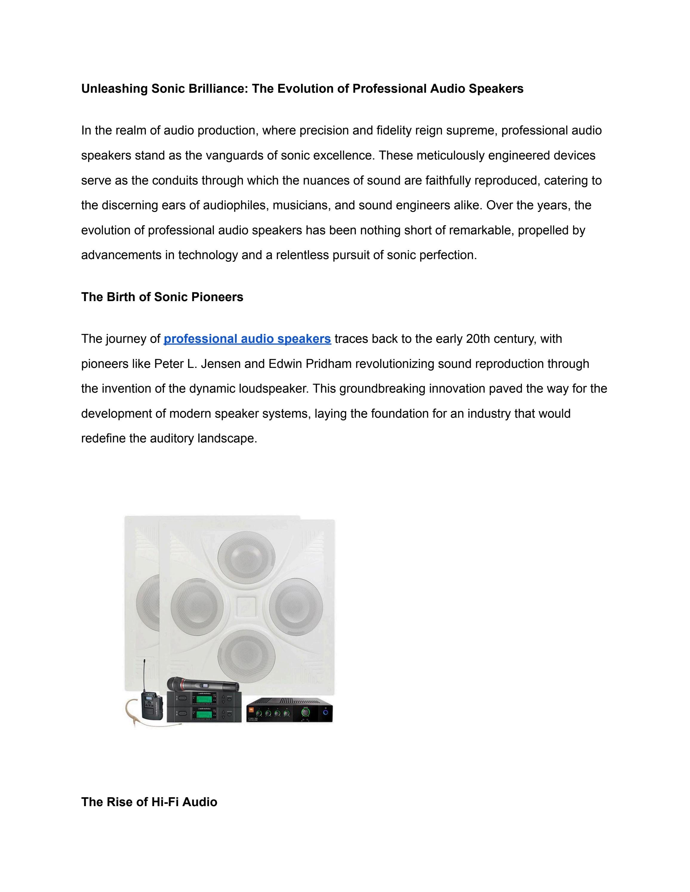 Unleashing Sonic Brilliance: The Evolution of Professional Audio Speakers by Avsystems - Issuu