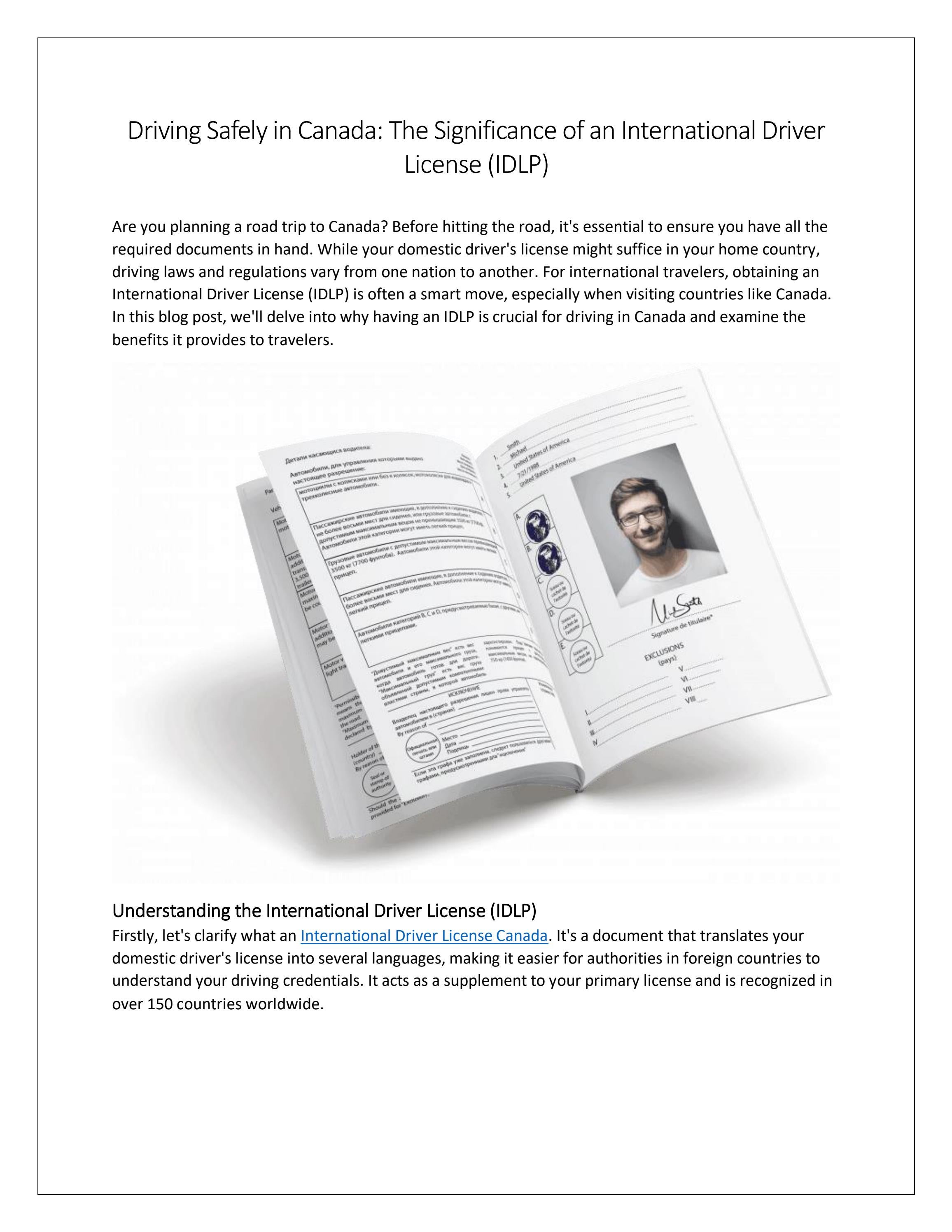 Driving Safely in Canada: The Significance of an International Driver ...