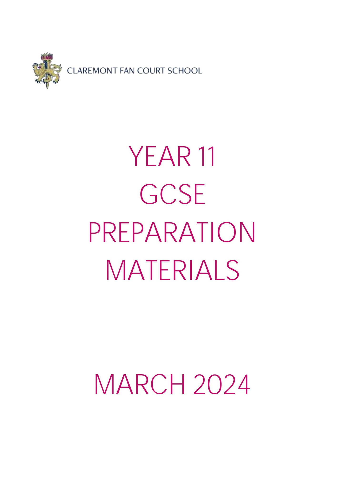Year 11 GCSE Prep Materials by claremontfancourt - Issuu