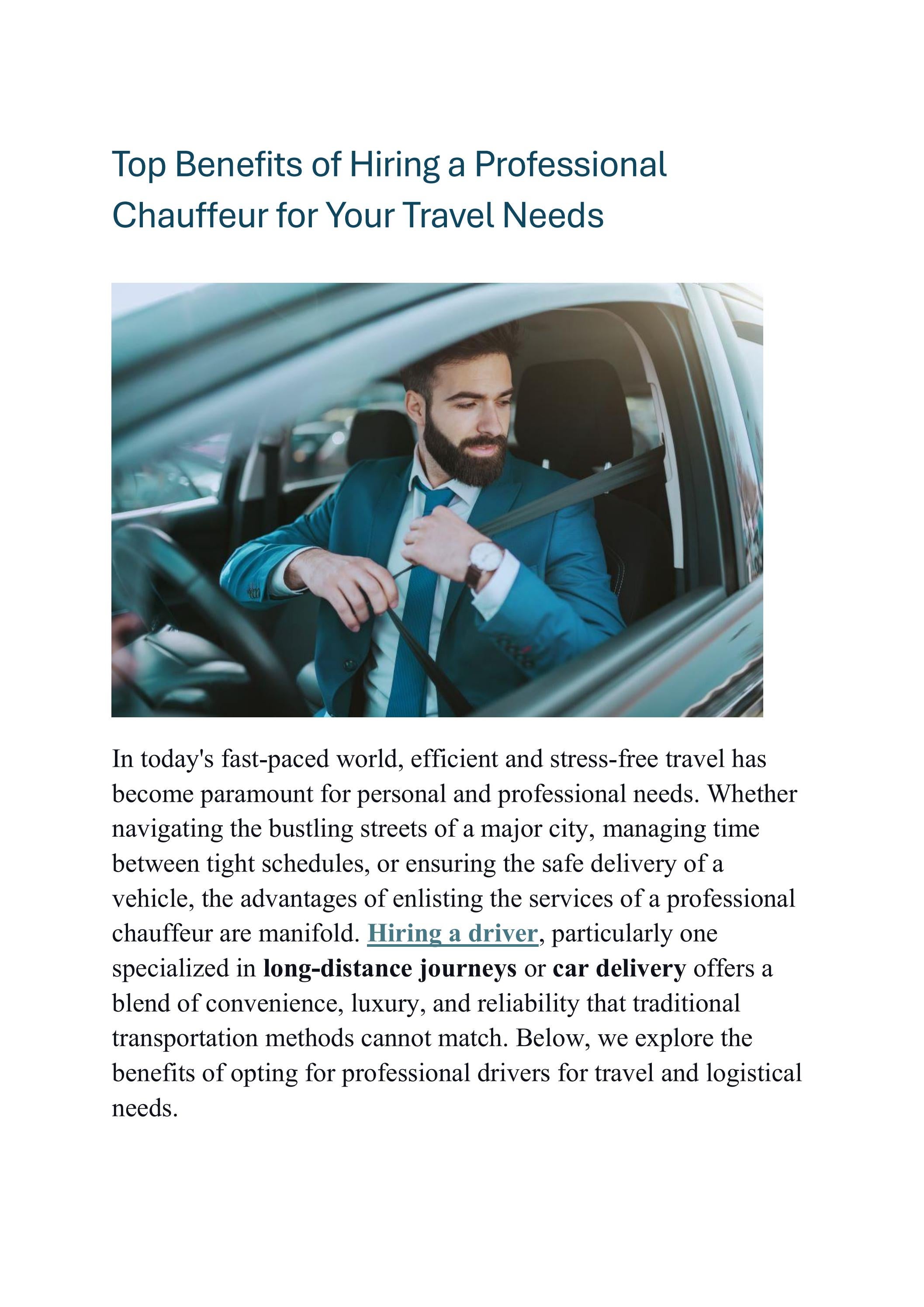 Benefits of Hiring a Professional Driver by personal drivers - Issuu