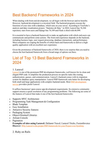 Top 13 Backend Frameworks in 2024 by Brett Smith - Issuu