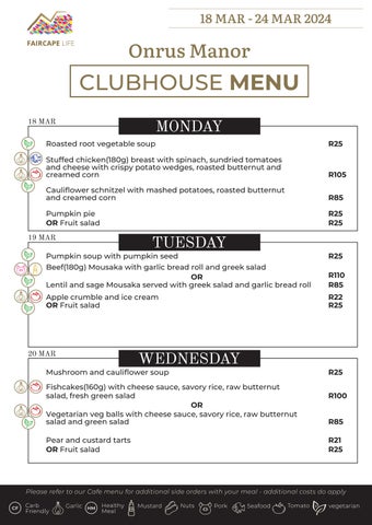 Clubhouse Menus | Onrus Manor | March - April by Faircape-Group - Issuu