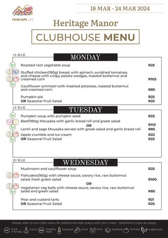 Clubhouse Menus | Heritage Manor | March - April by Faircape-Group - Issuu