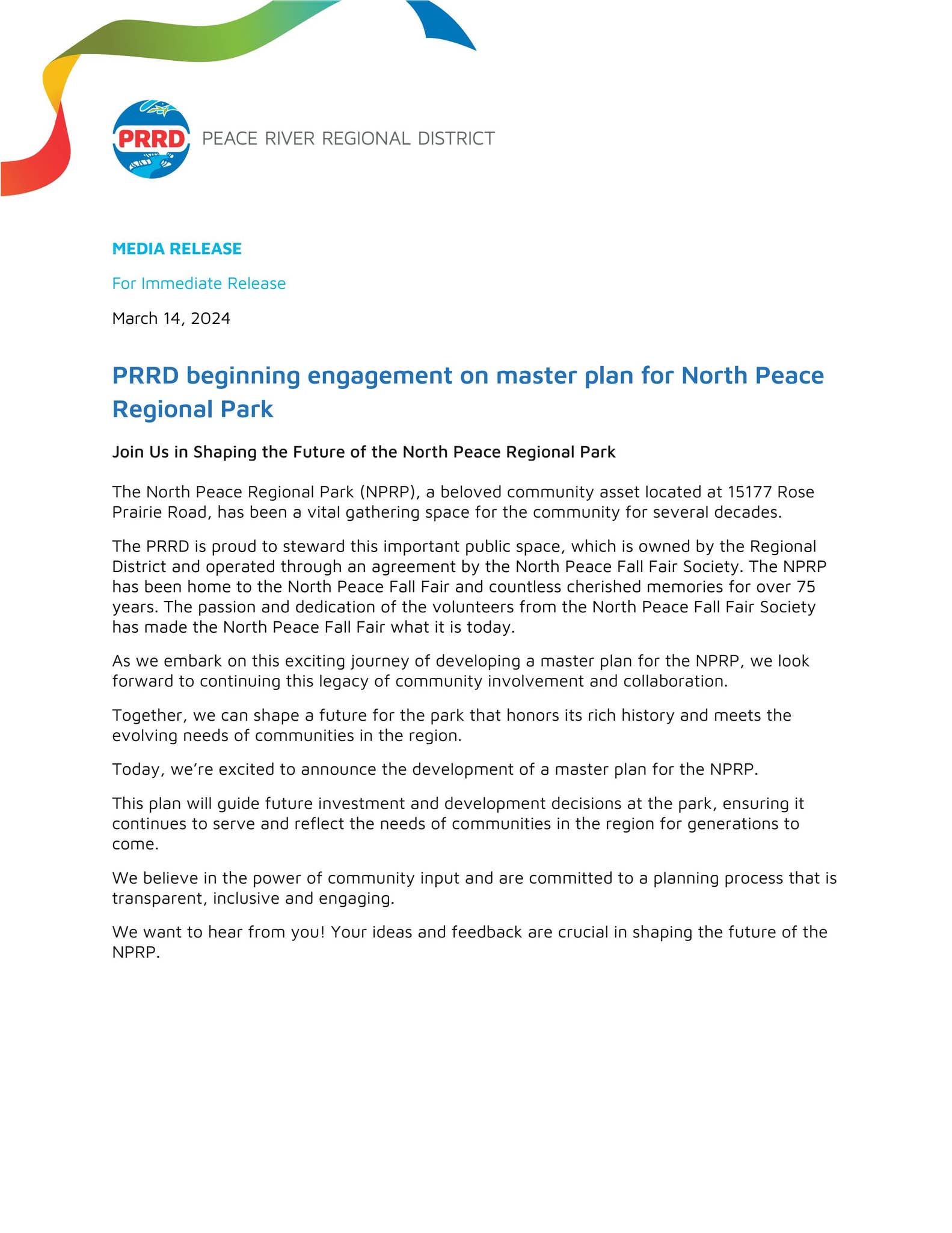 PRRD beginning engagement on master plan for North Peace Regional Park ...