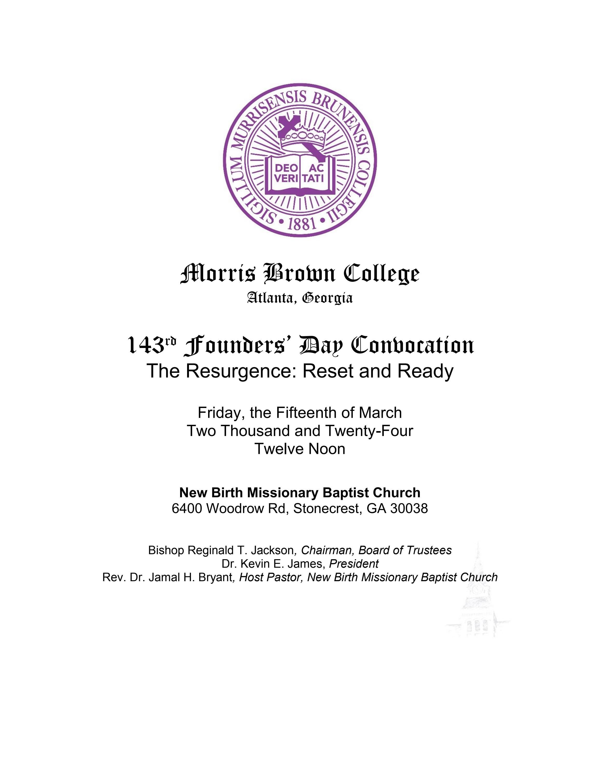 Morris Brown College 143rd Founders' Day Convocation by ...