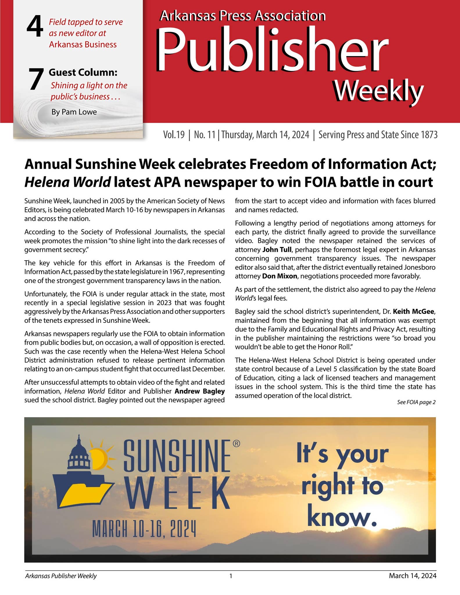 Arkansas Publisher Weekly: March 13, 2024 by Arkansas Press Association ...