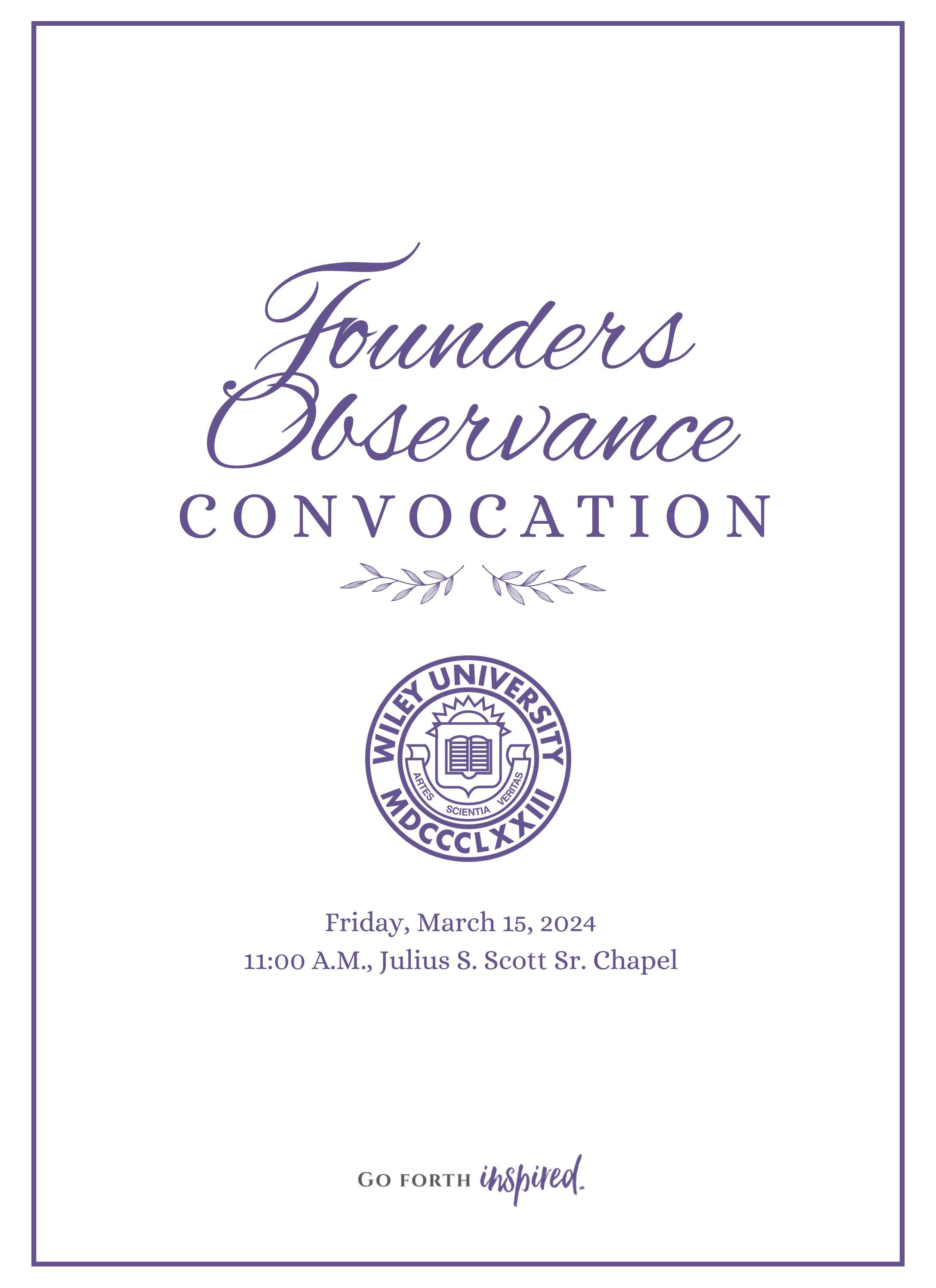 2024 Founders Convocation Booklet by wileyuniversity - Issuu