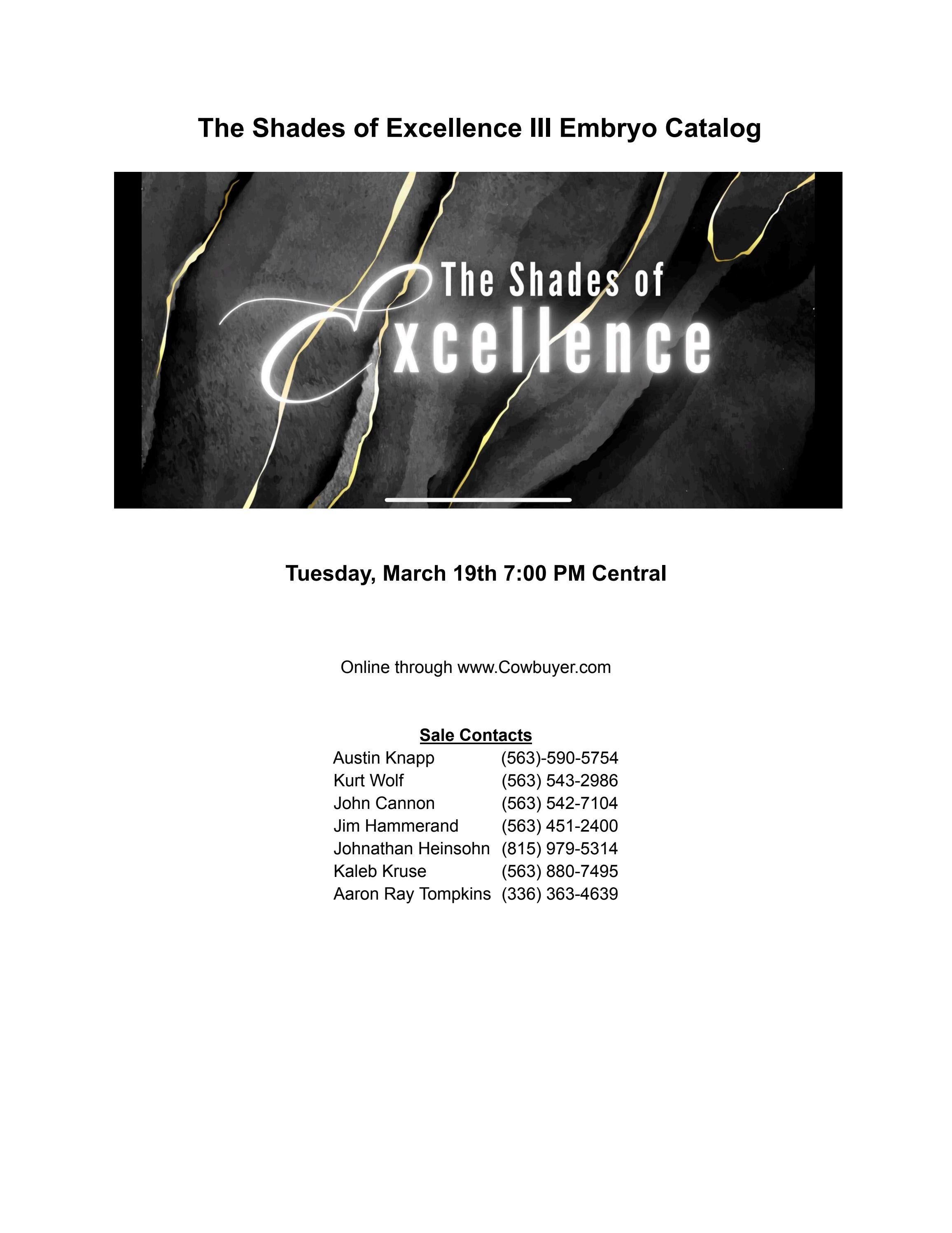 The Shades of Excellence III Embryo Catalog by Shades of Excellence - Issuu
