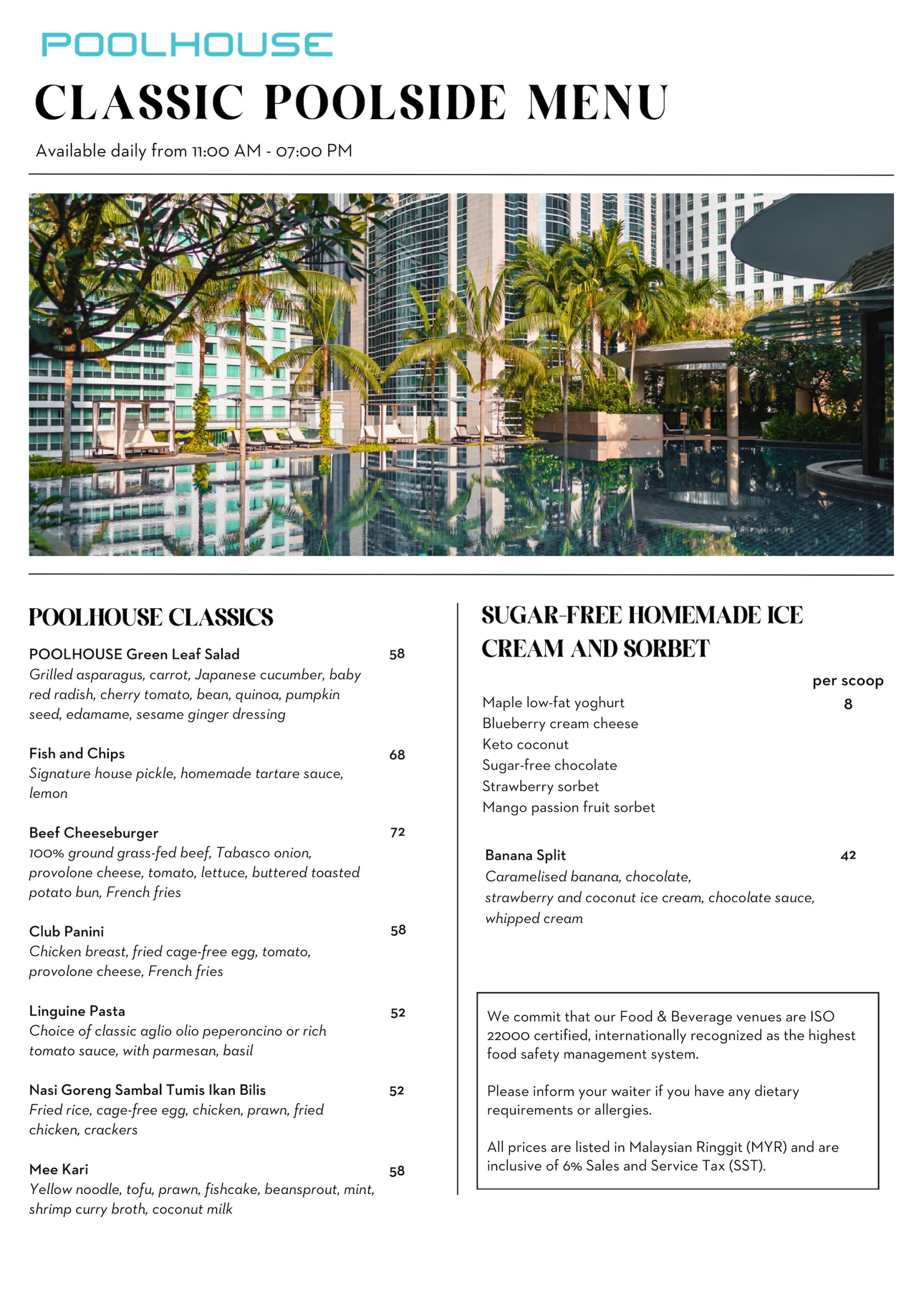 Menu: POOLHOUSE Classic Menu (In-House Guests) by Grand Hyatt Kuala ...