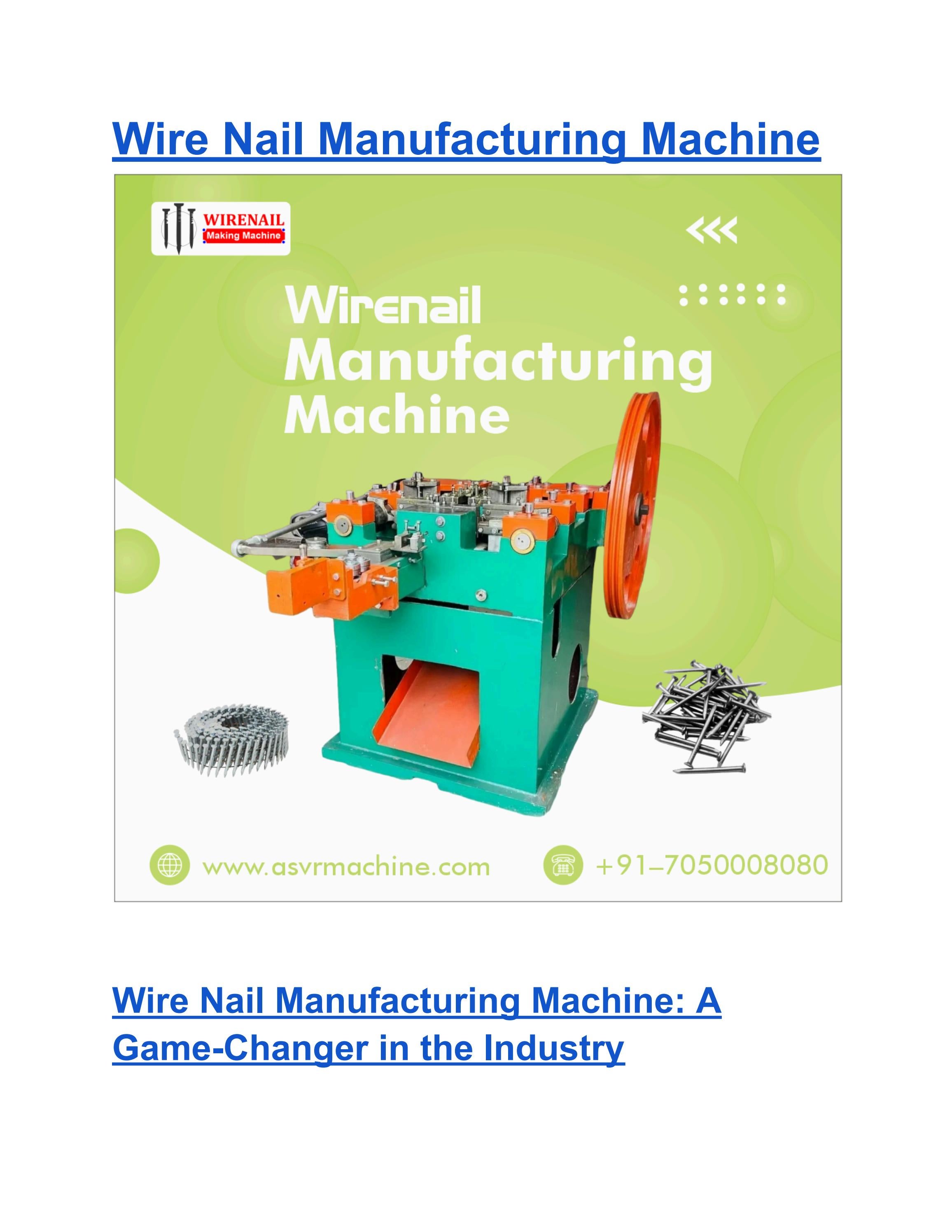 wirenail manufacturing machine by ASVRMachine - Issuu