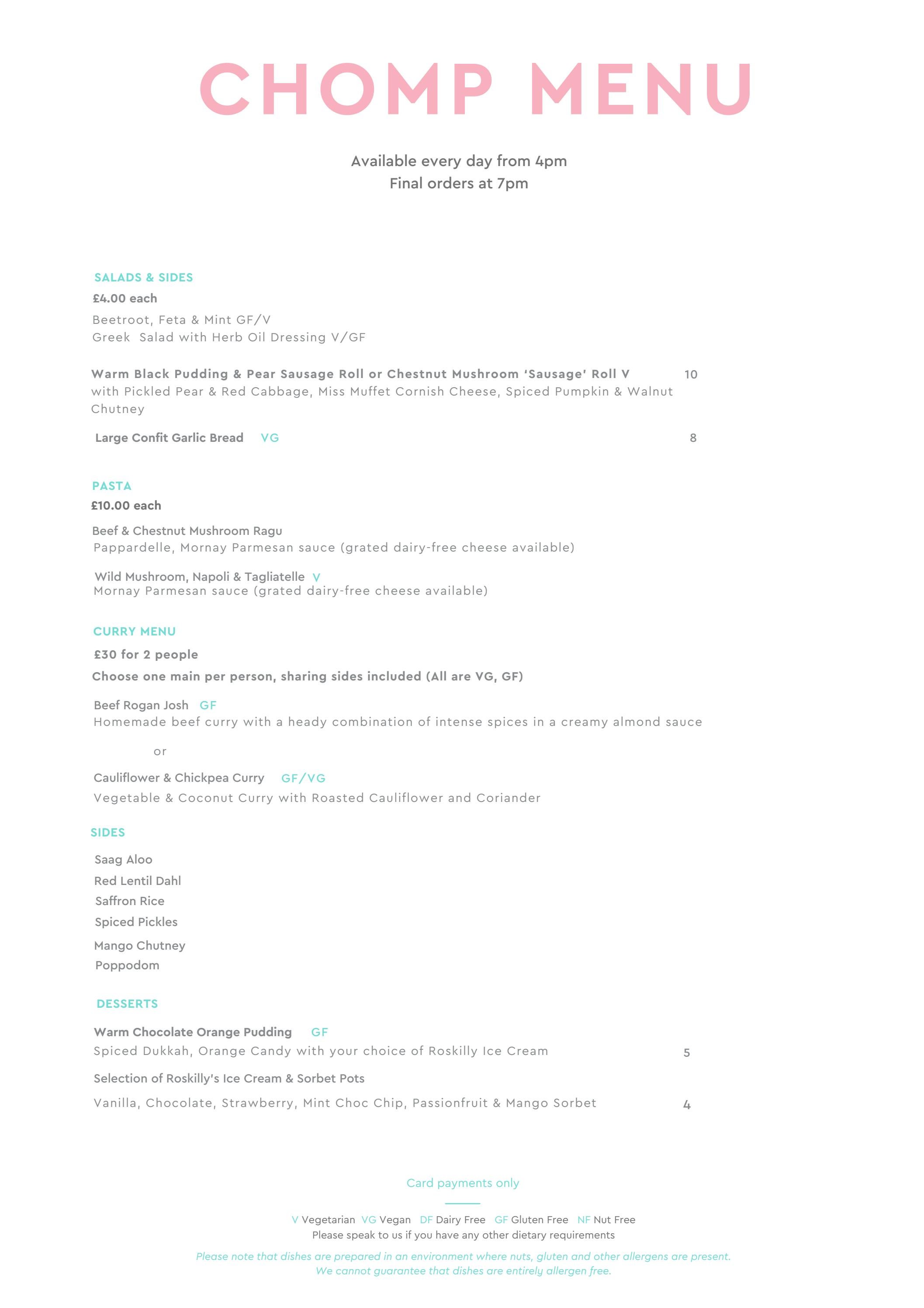 Chomp Food Menus by threemilebeach - Issuu