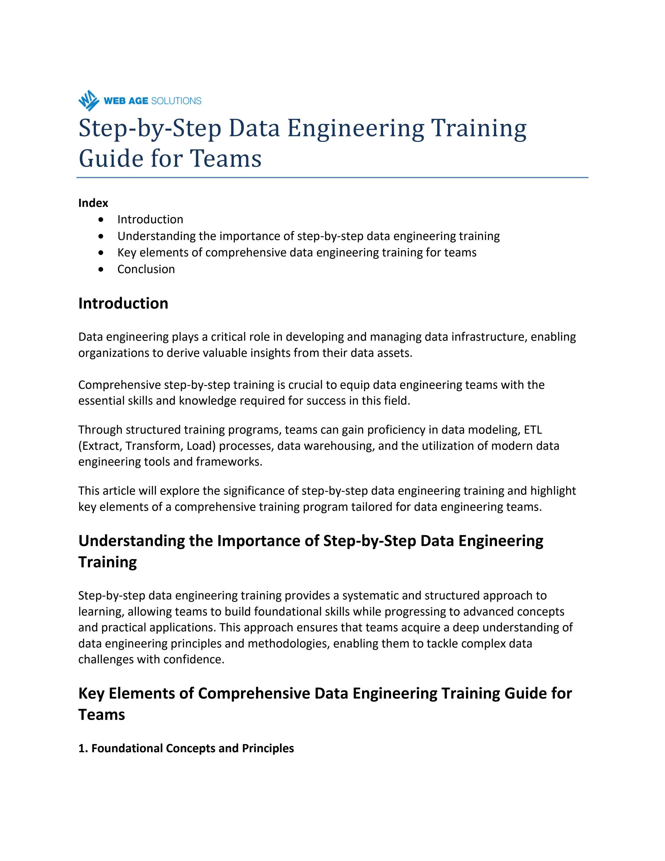 Step-by-Step Data Engineering Training Guide for Teams by webage ...