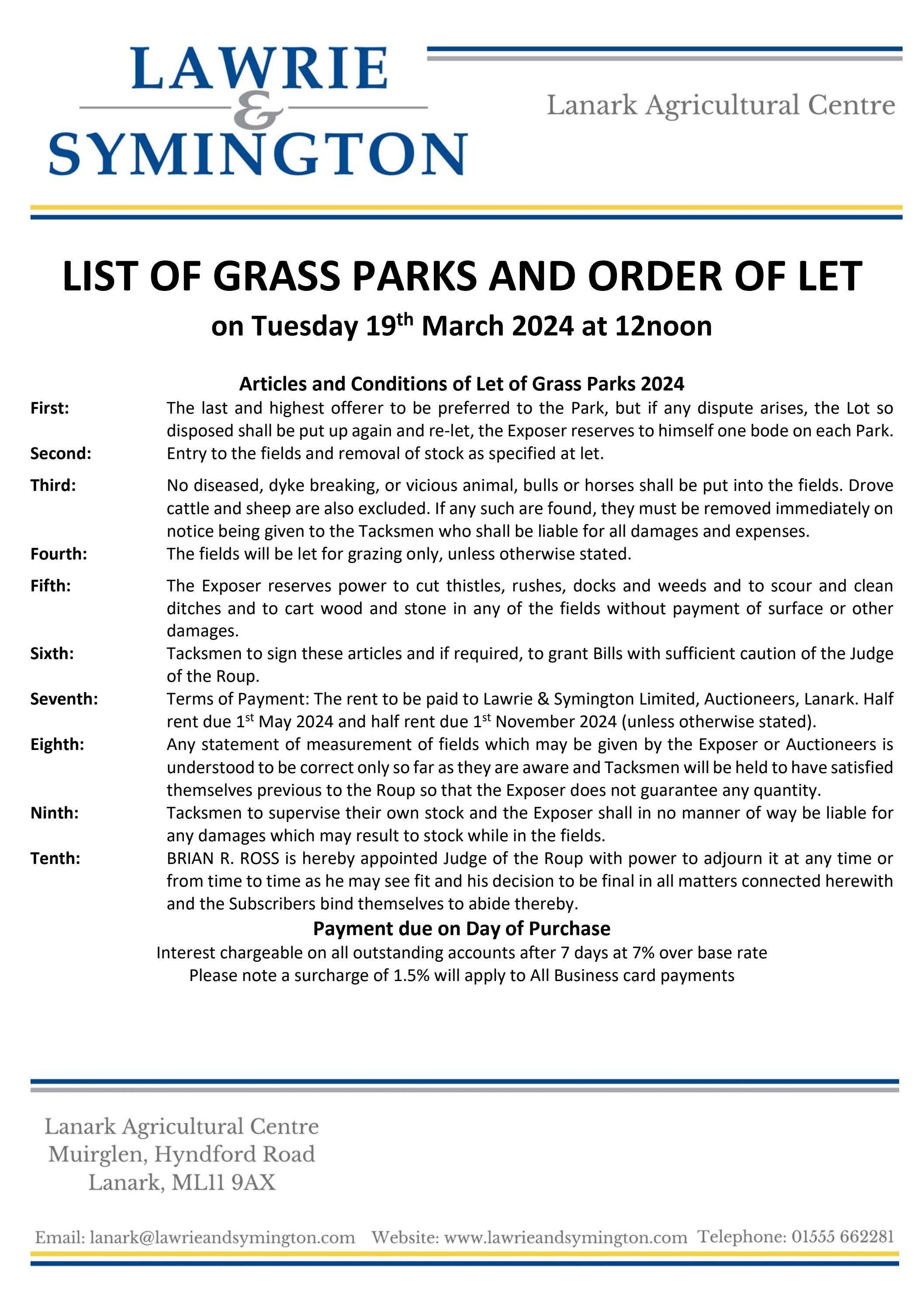 Grass Parks - 19th March 2024 at 12noon by lawrie-and-symington - Issuu