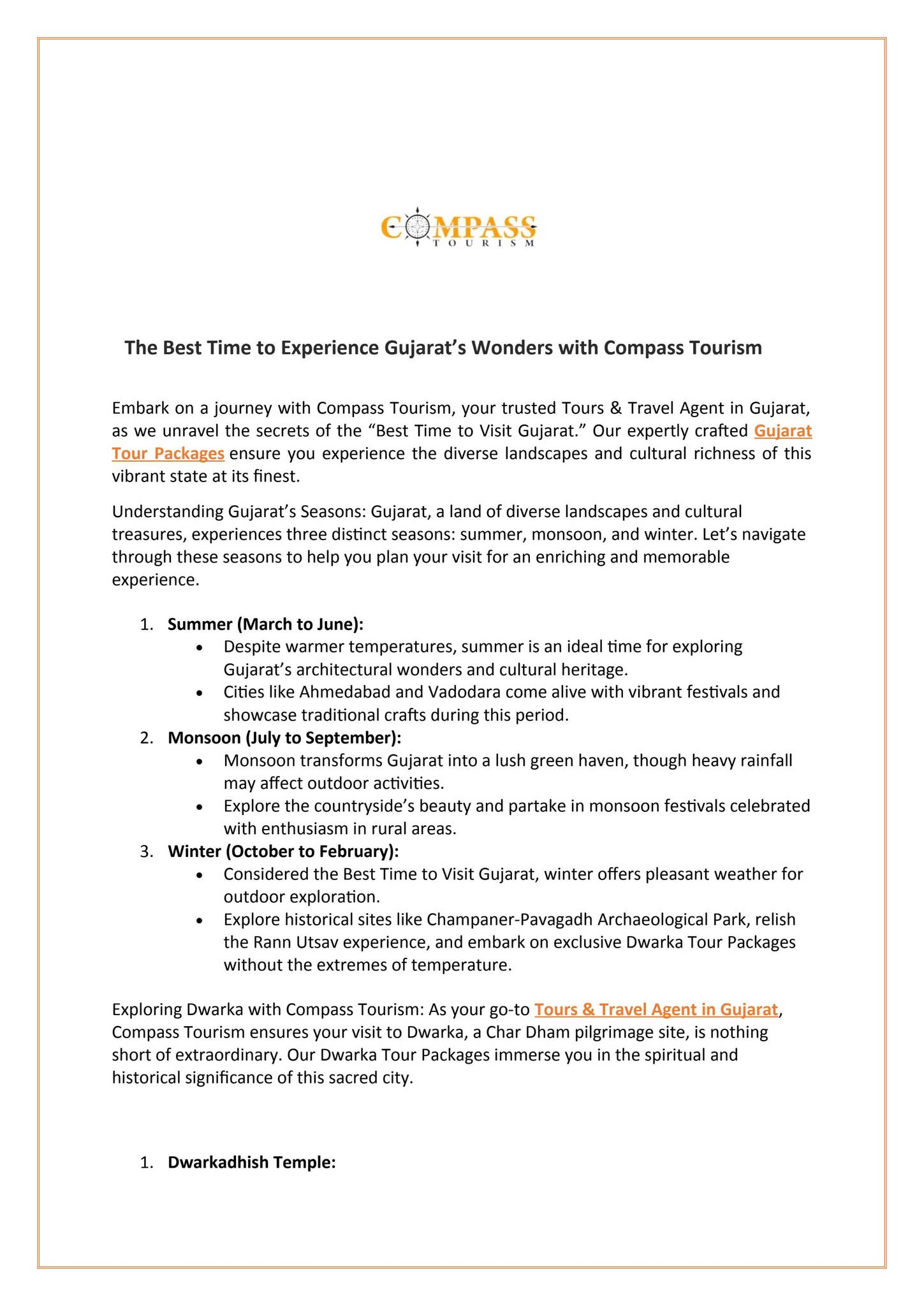 The Best Time to Experience Gujarat’s Wonders with Compass Tourism by ...