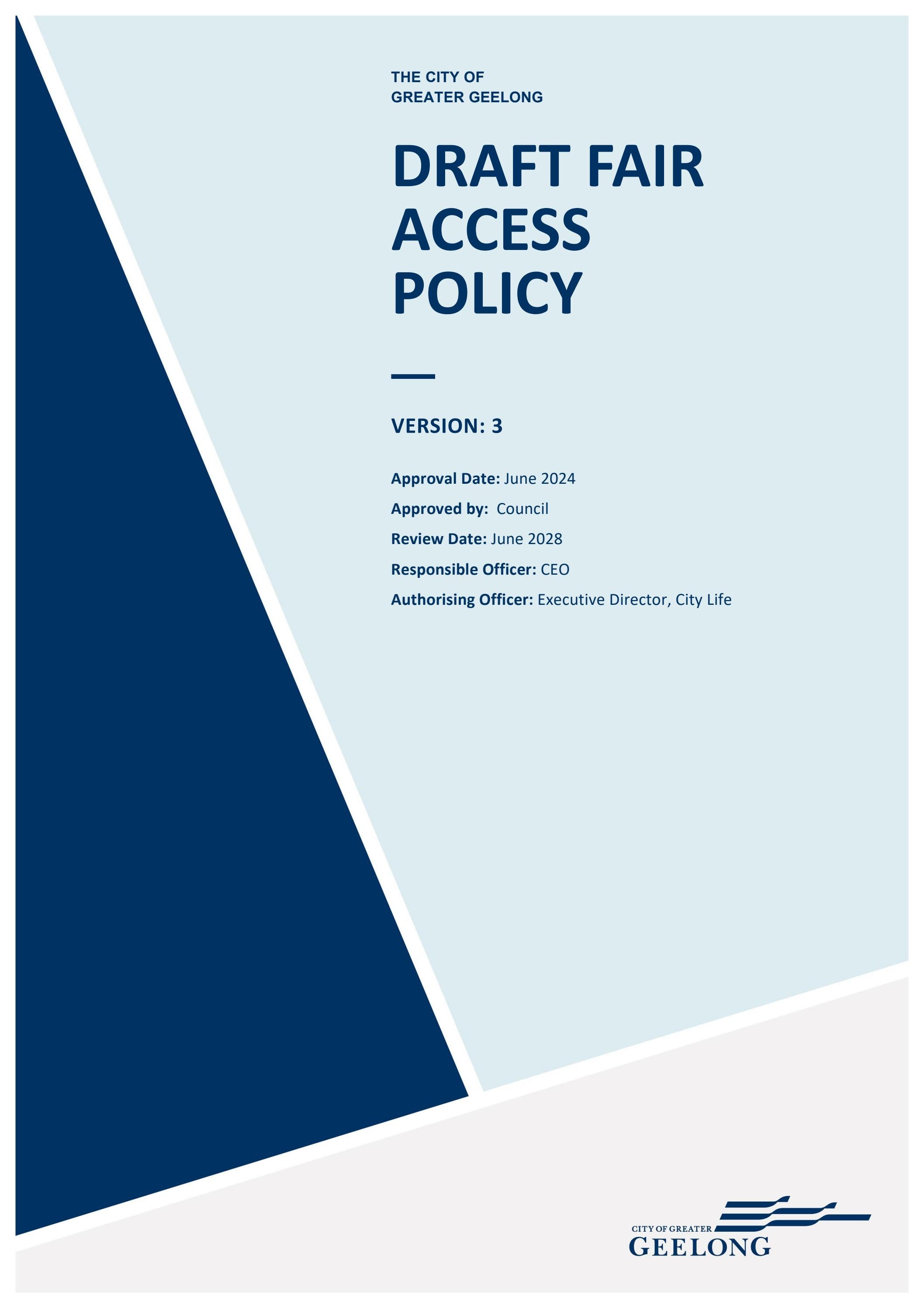 Draft Fair Access Policy by geelongcitycouncil - Issuu