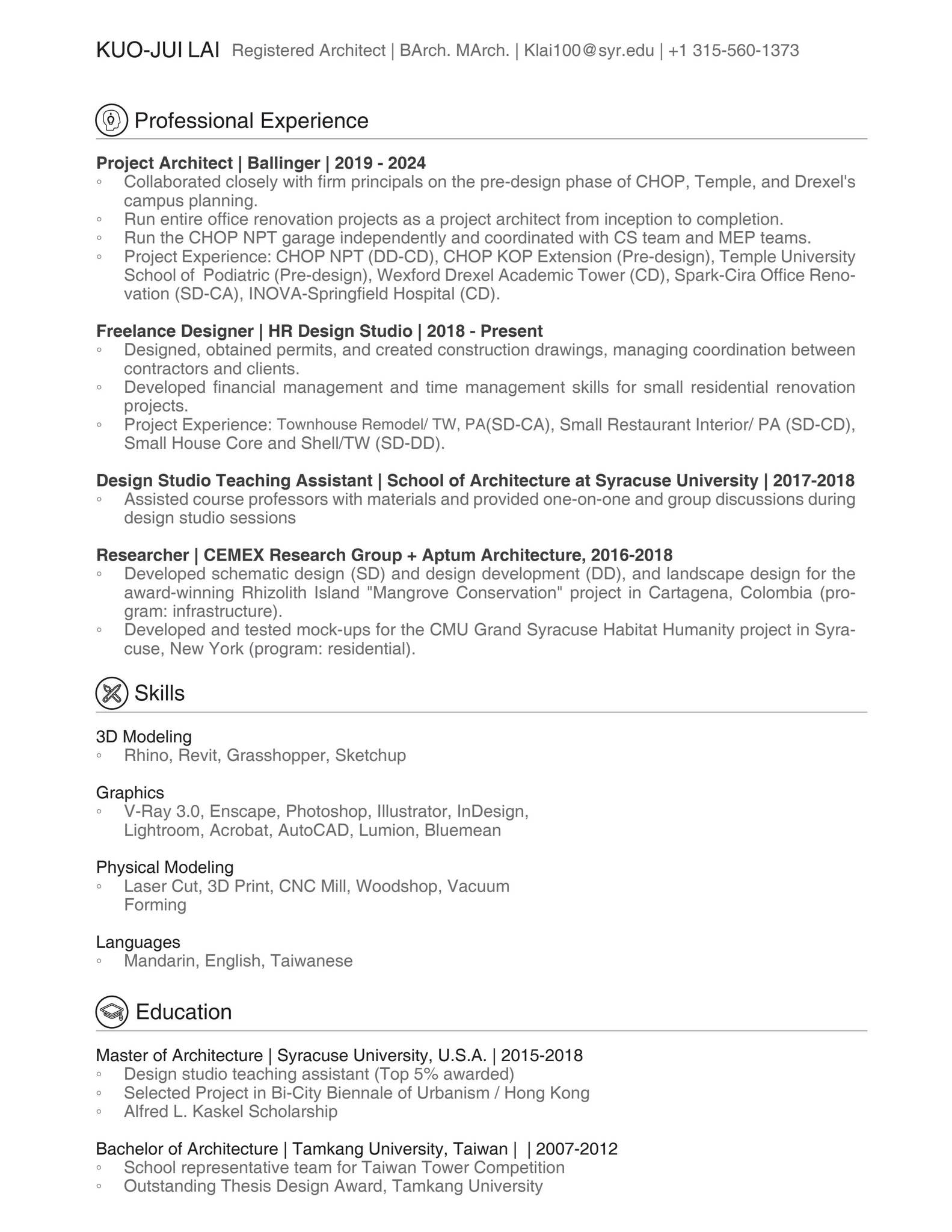 Kuo-Jui Lai Resume 2024 by Ray Lai - Issuu