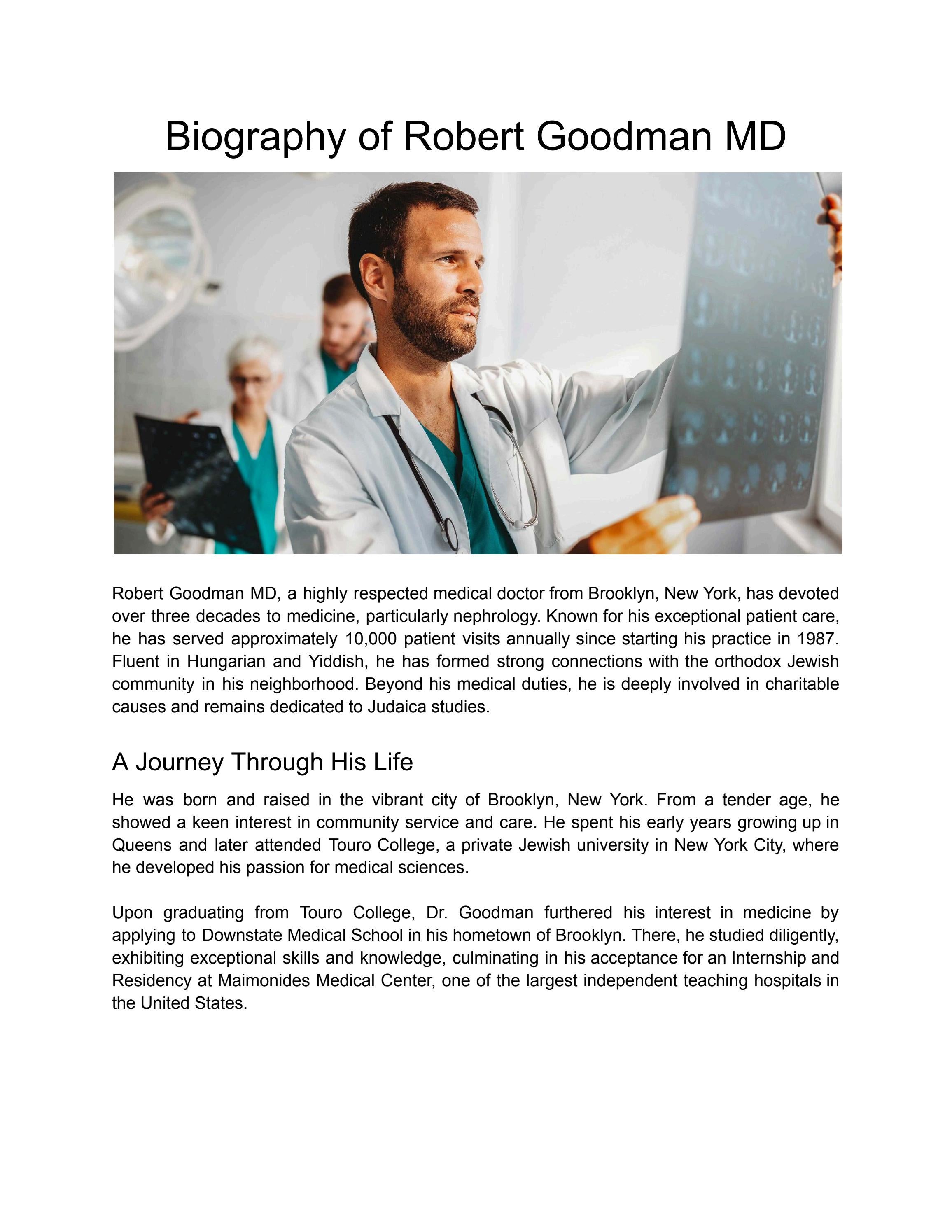 A bio of Robert Goodman MD. by Robert Goodman MD - Issuu