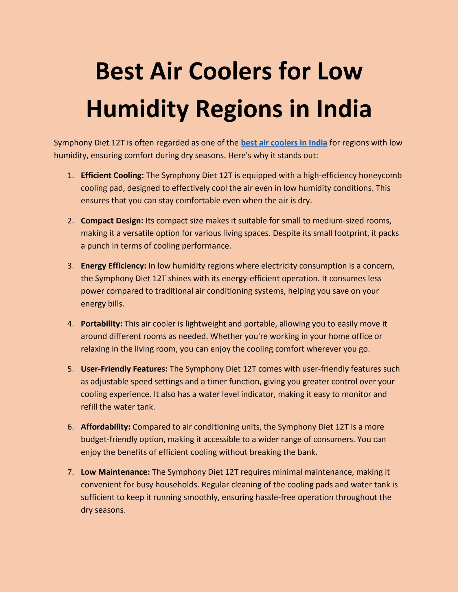 Best Air Coolers for Low Humidity Regions in India by aircooler - Issuu