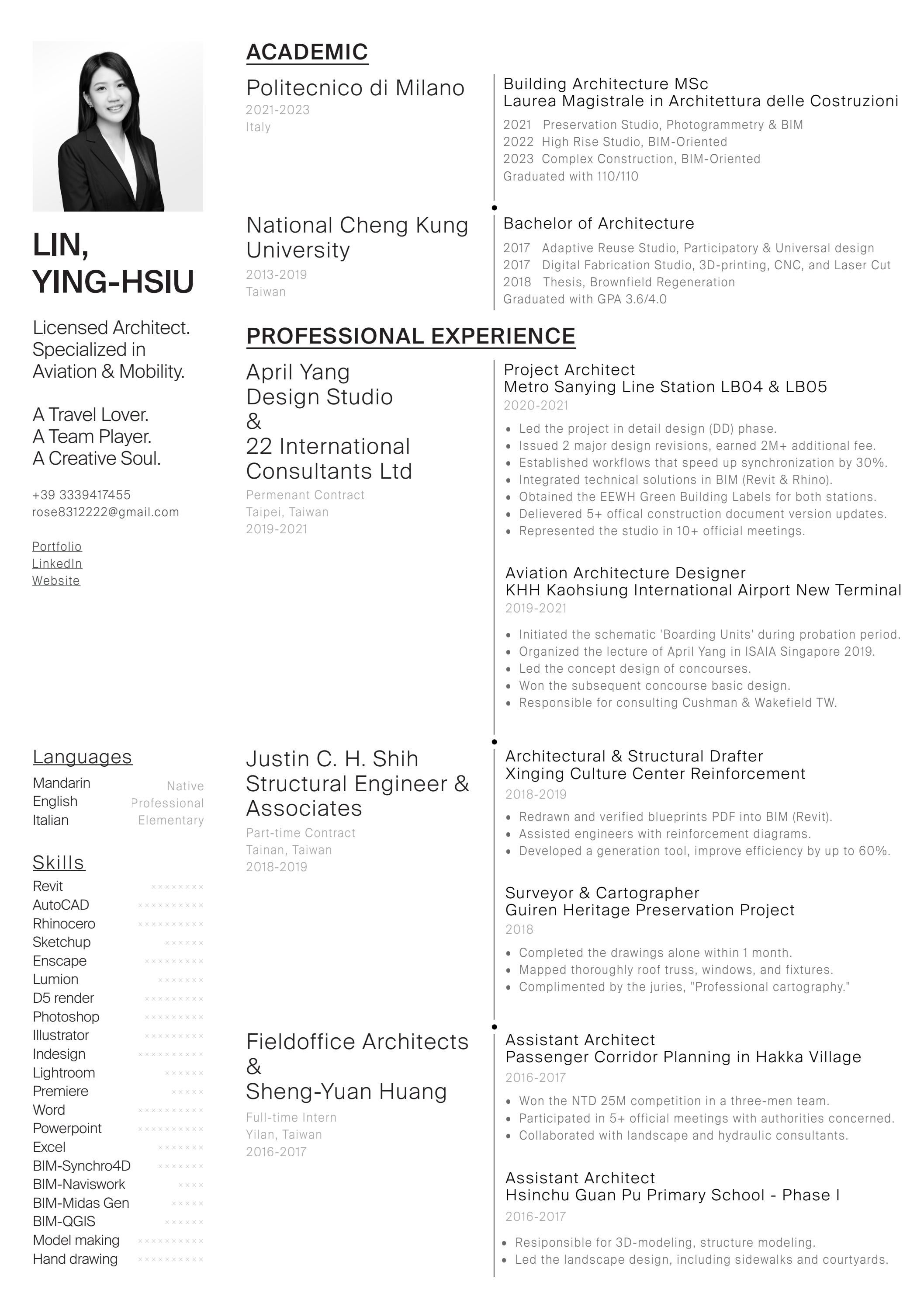 2024 Architect CV - Ying Hsiu Lin by YING HSIU LIN - Issuu