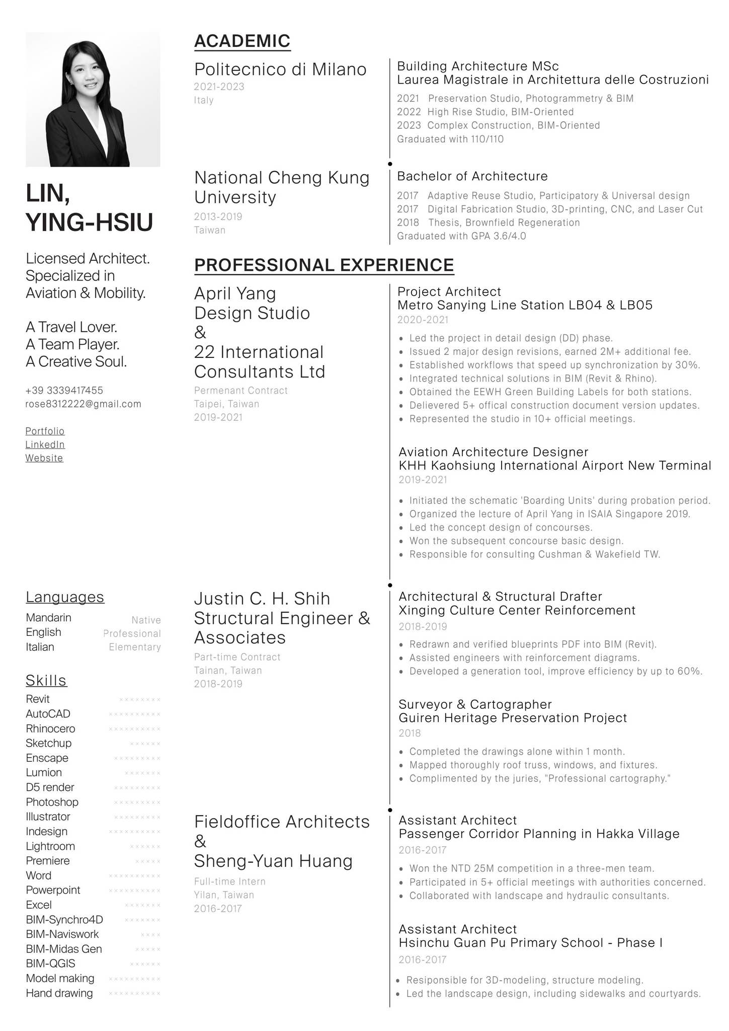 2024 Architect CV - Ying Hsiu Lin by YING HSIU LIN - Issuu