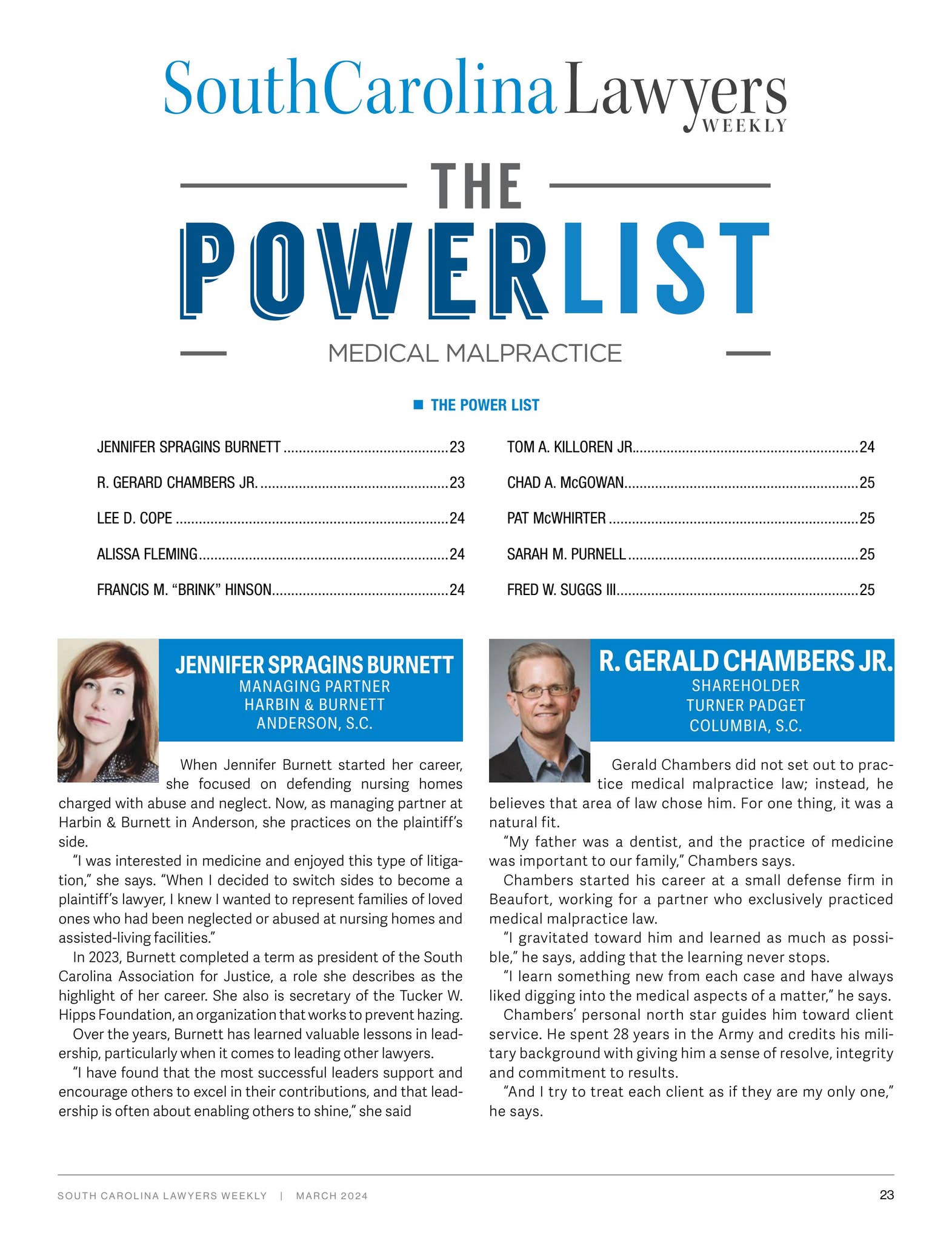 SCLW Power List Medical Malpractice 2024 by SC Biz News - Issuu