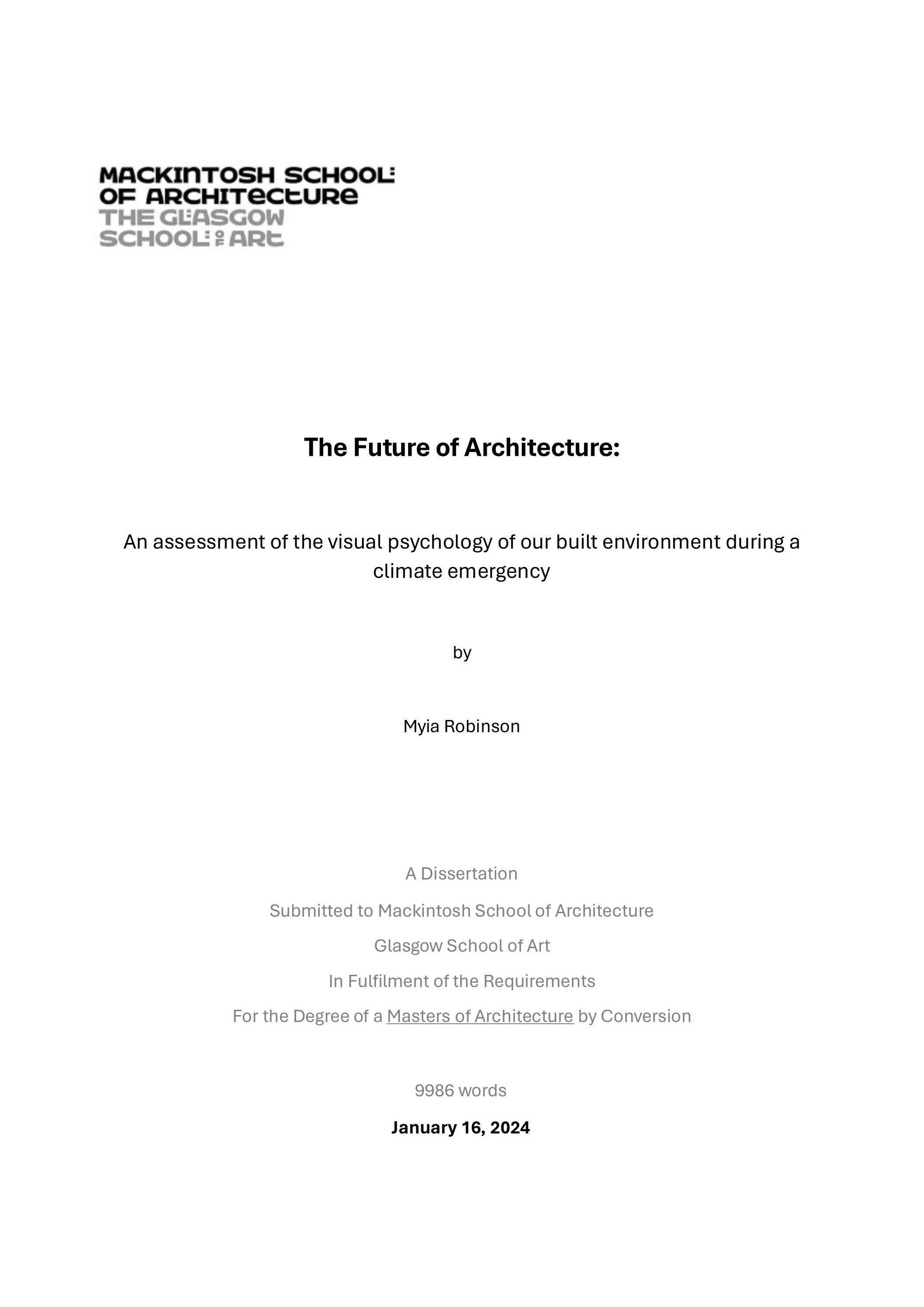 The Future of Architecture - Masters Dissertation Part 1 by Myia Lopez ...