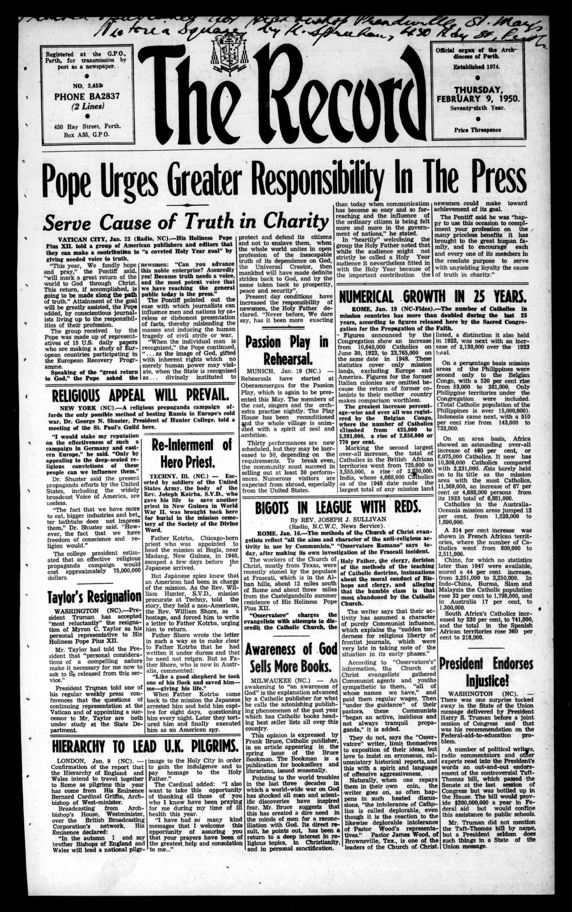 The Record Newspaper 09 February 1950 by The Record - Issuu