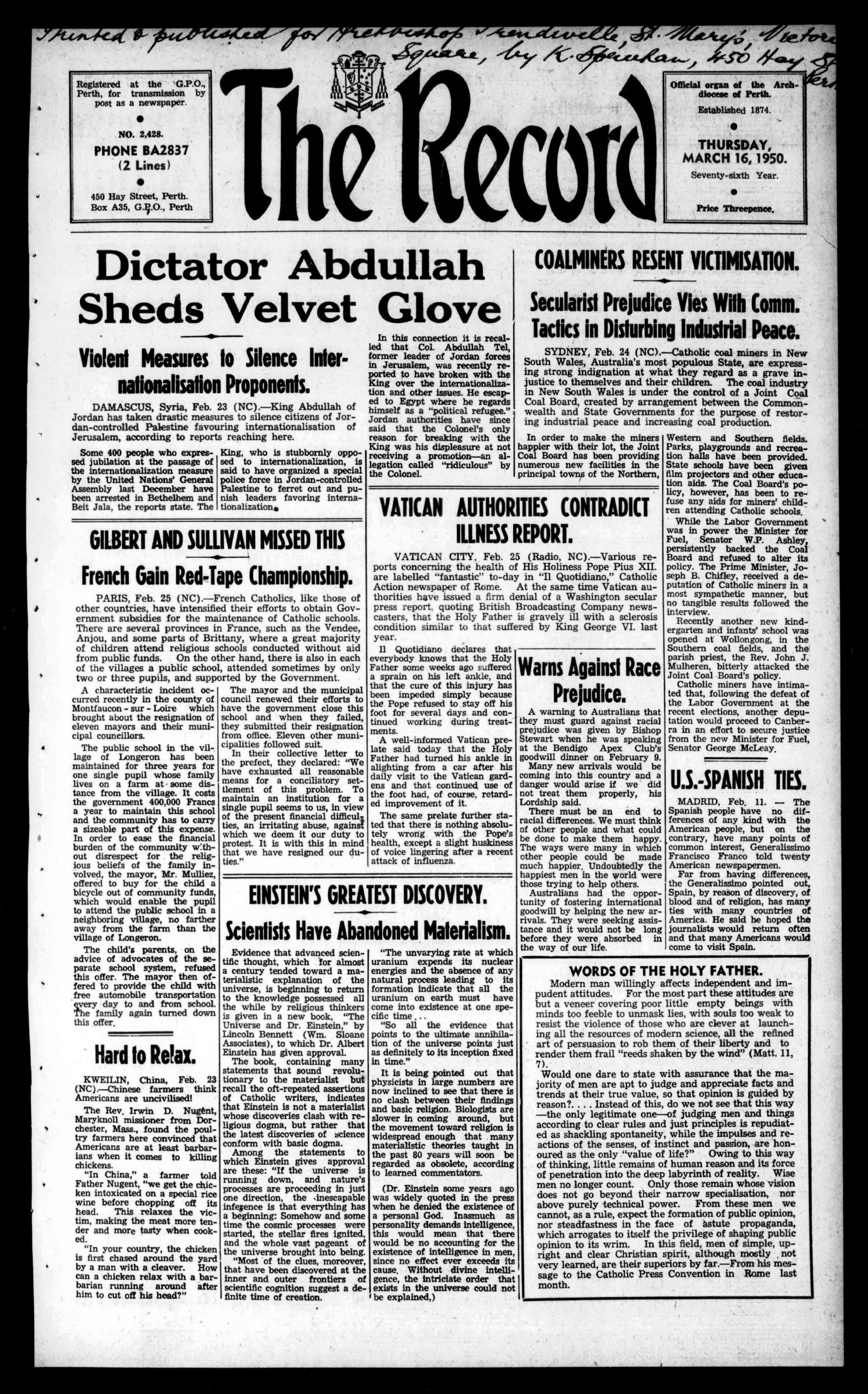 The Record Newspaper 16 March 1950 by The Record - Issuu