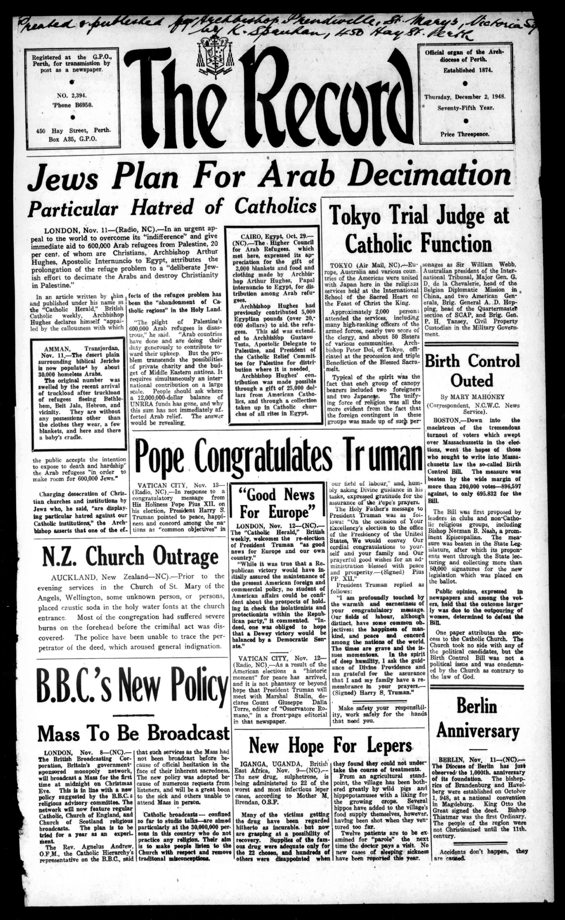 The Record Newspaper 02 December 1948 by The Record - Issuu