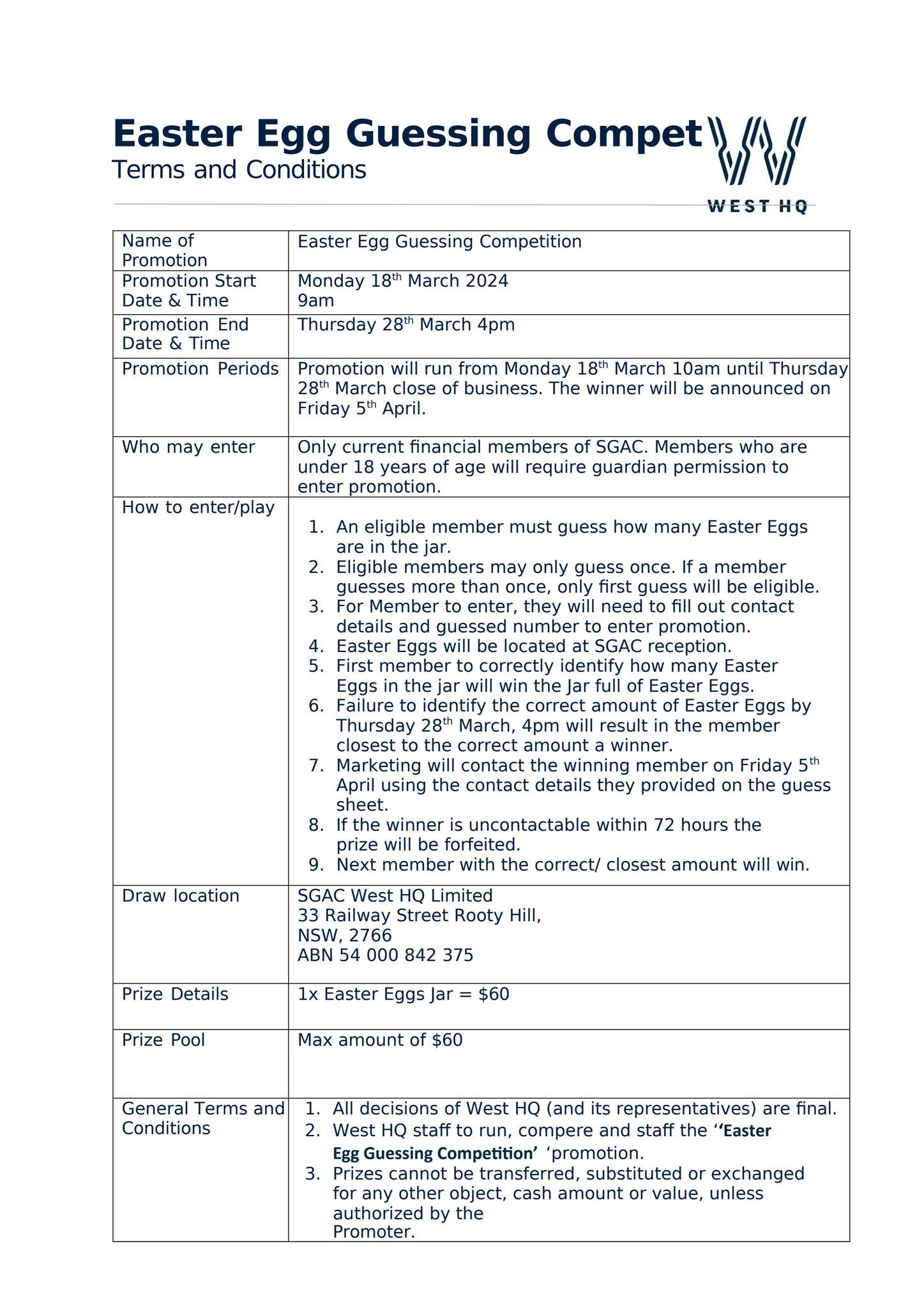 SGAC Easter Egg Guessing Comp. by westhq - Issuu