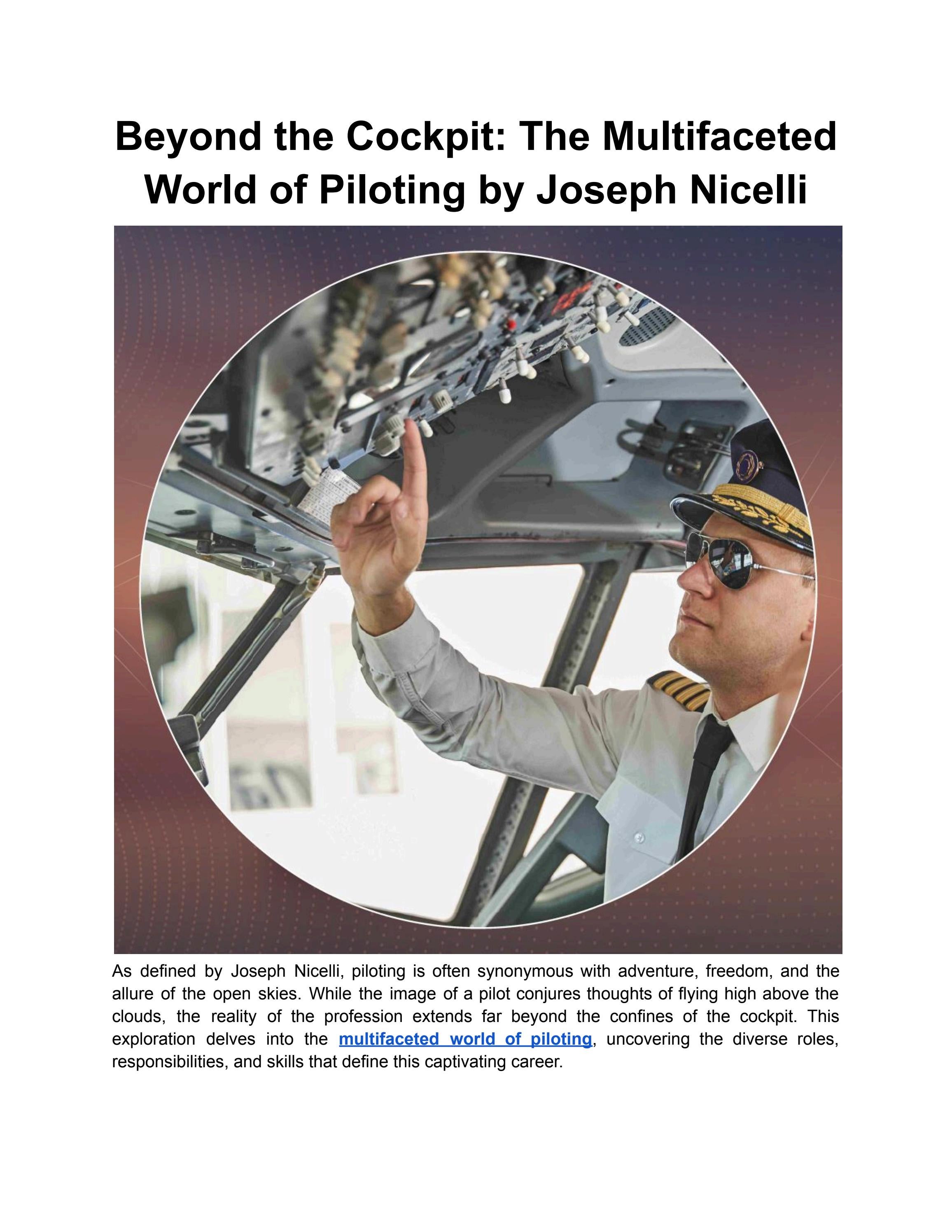 Beyond the Cockpit: The Multifaceted World of Piloting by Joseph ...
