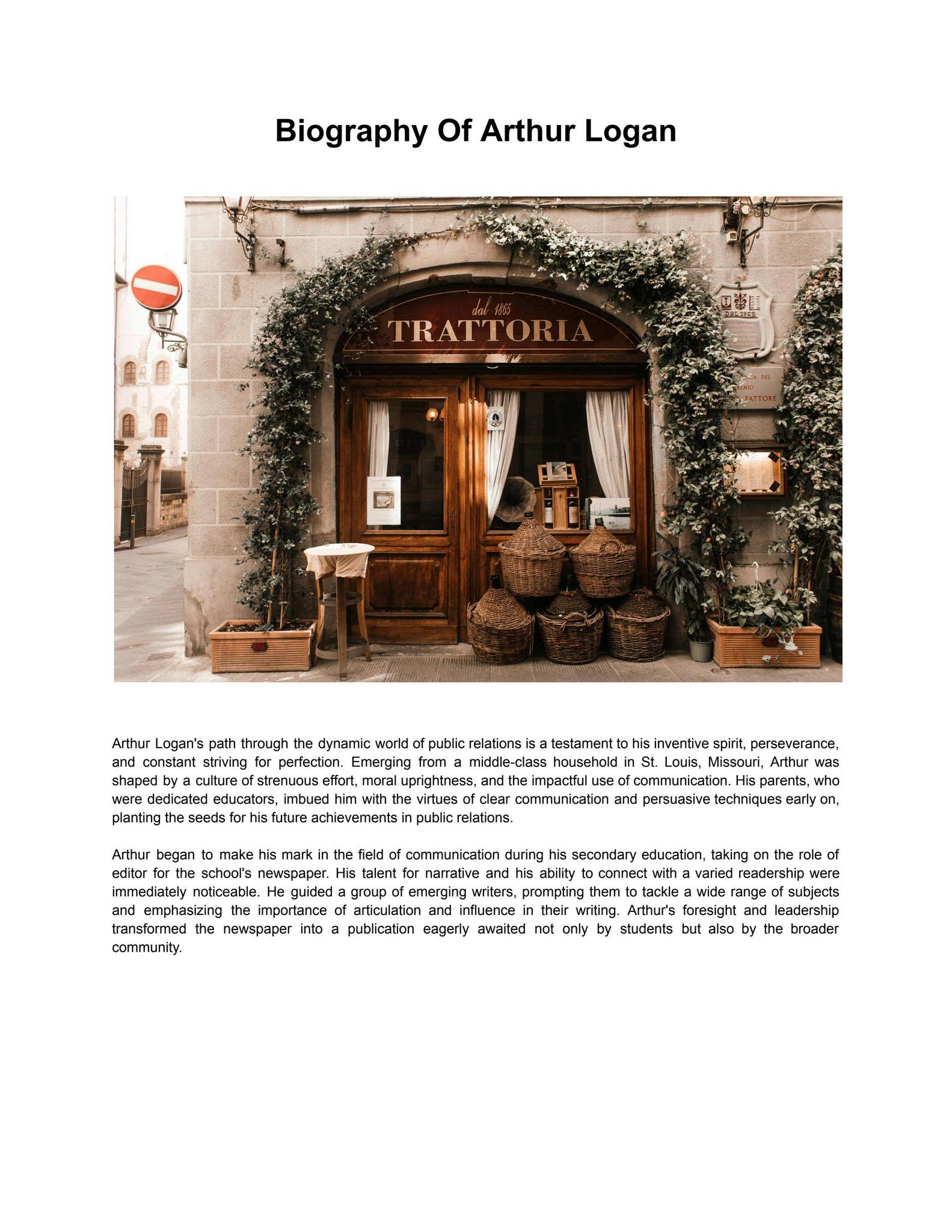Biography Of Arthur Logan by Arthur Logan - Issuu