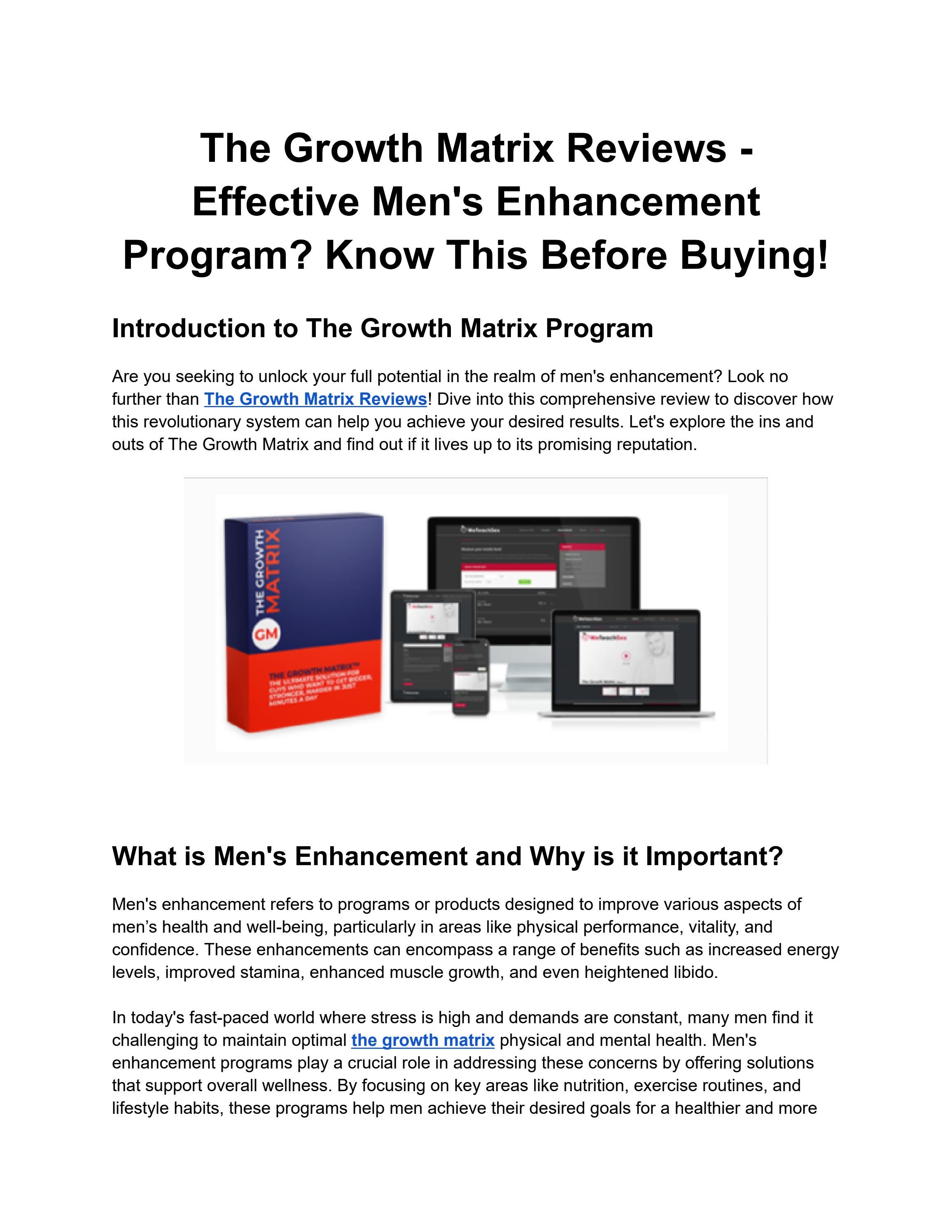 The Growth Matrix Reviews - Effective Men's Enhancement Program? Know ...
