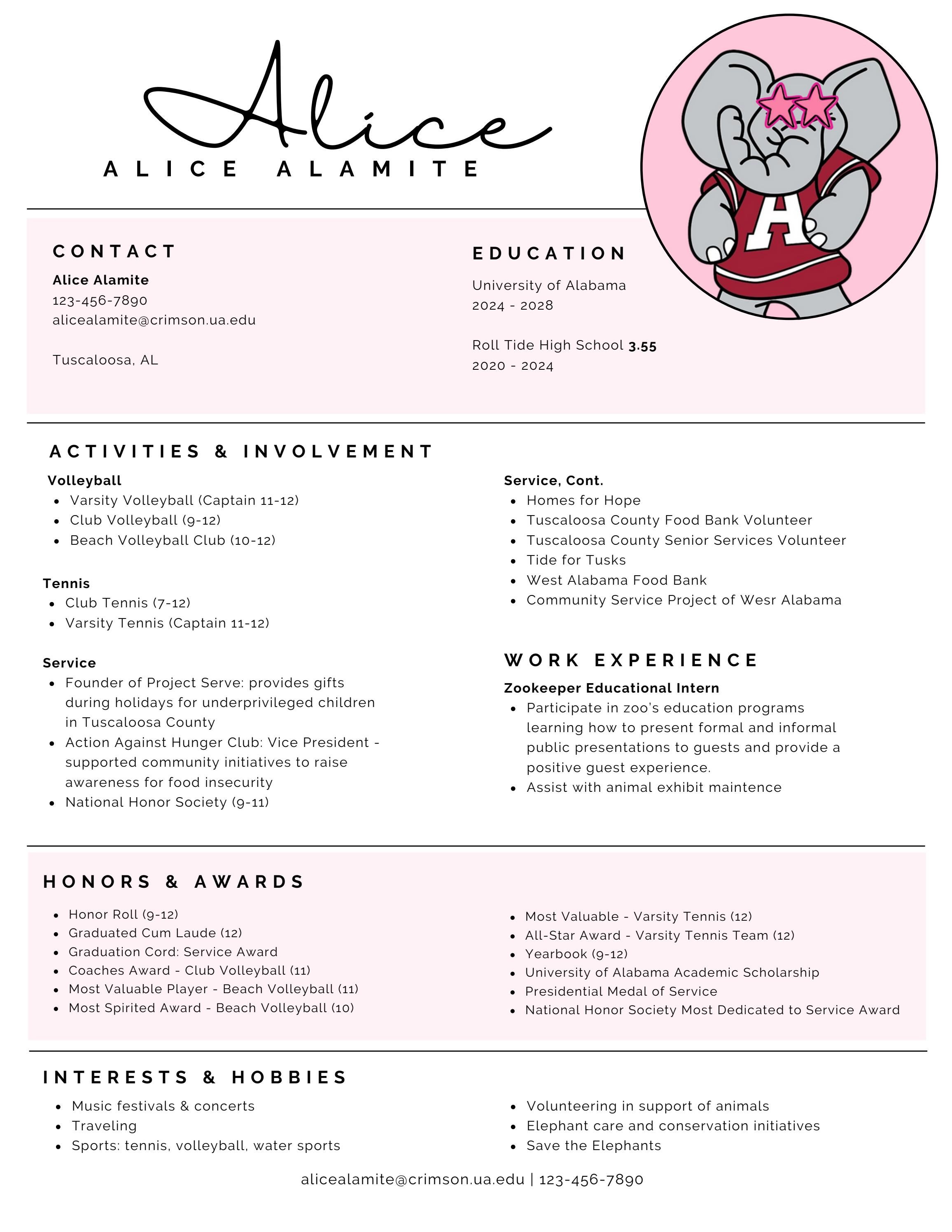 Social Resume Examples by Alabama Panhellenic Association - Issuu