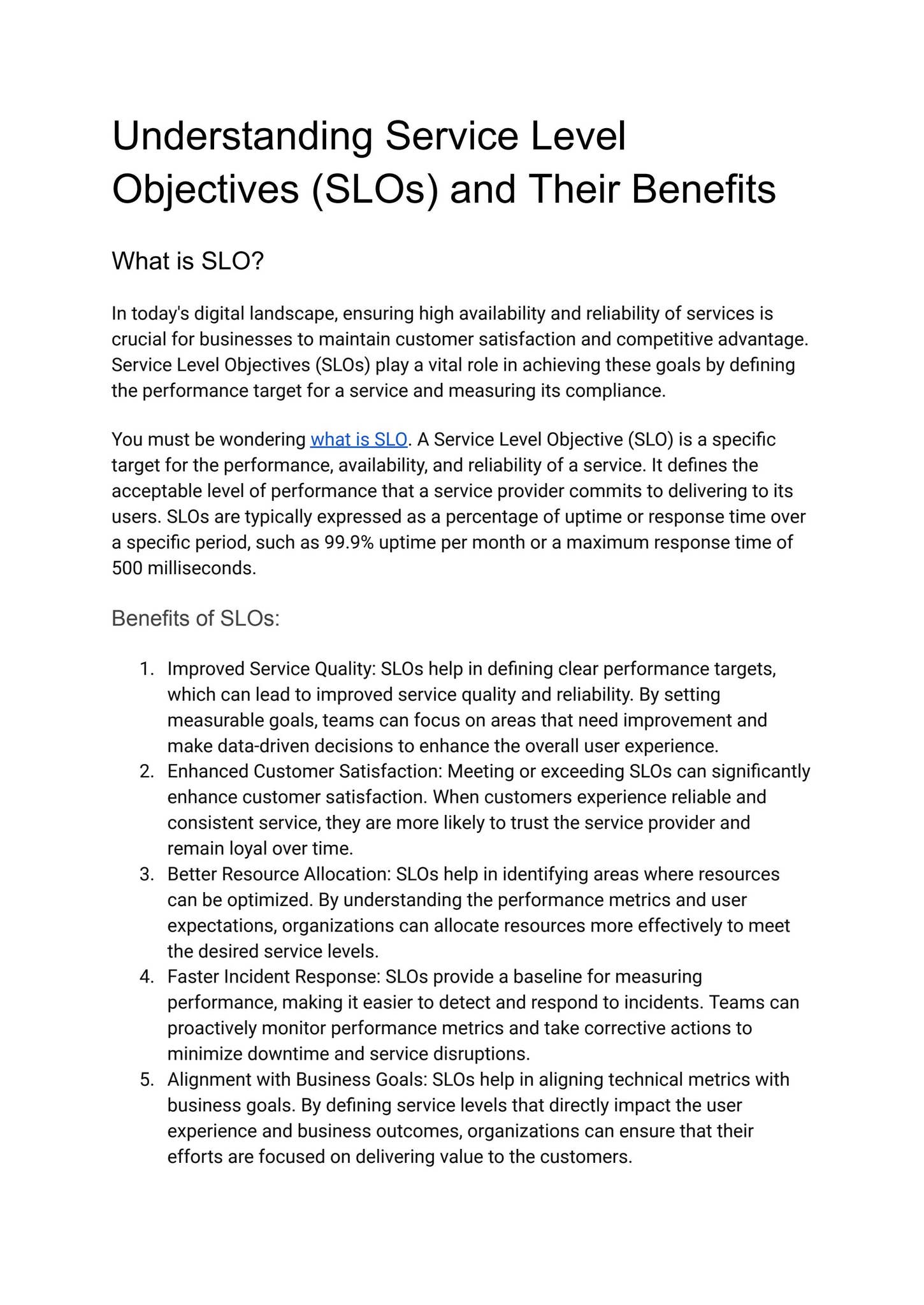 Understanding Service Level Objectives (SLOs) and Their Benefits by ...