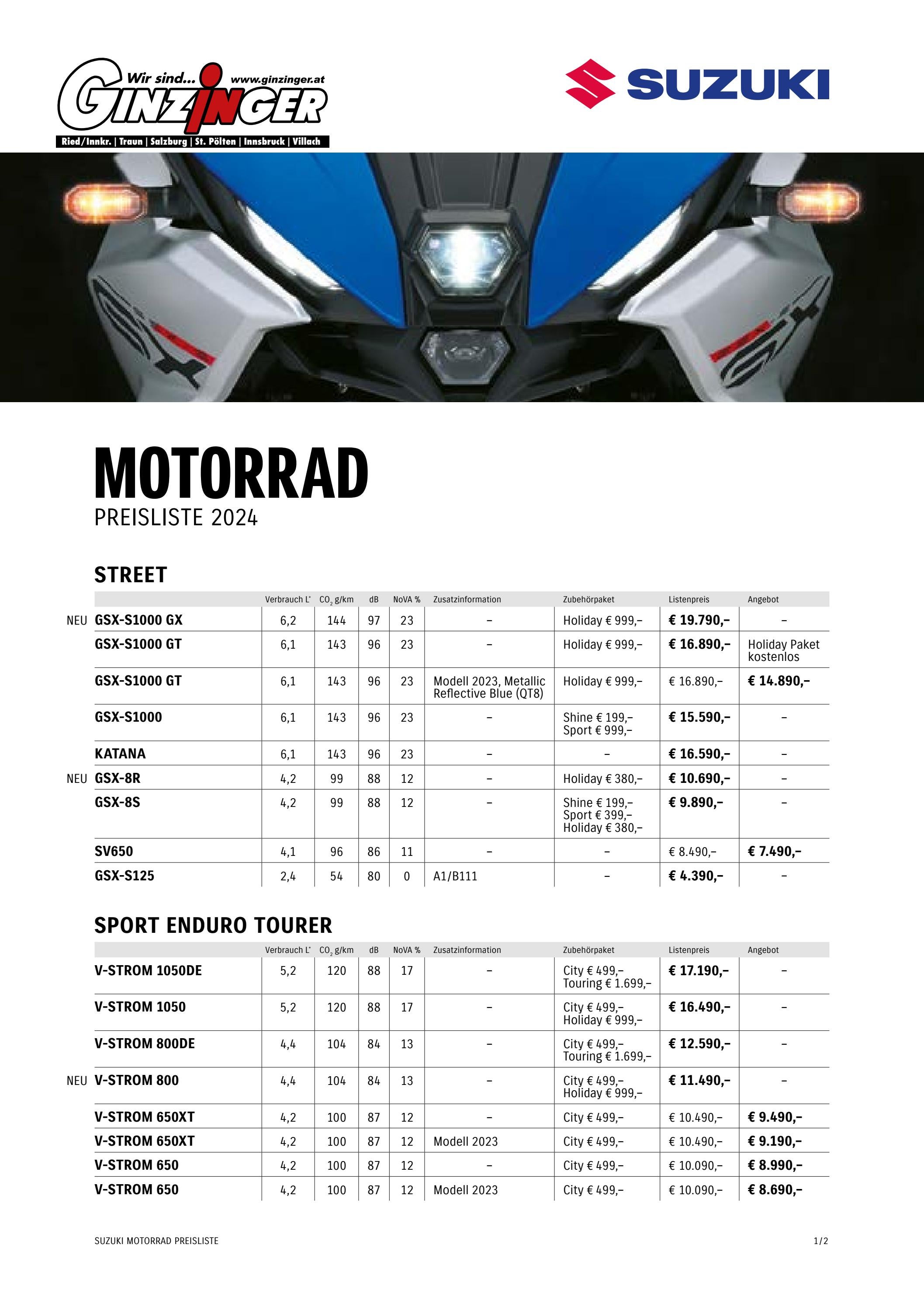 Suzuki Preisliste by Ginzinger Zweirad - Issuu